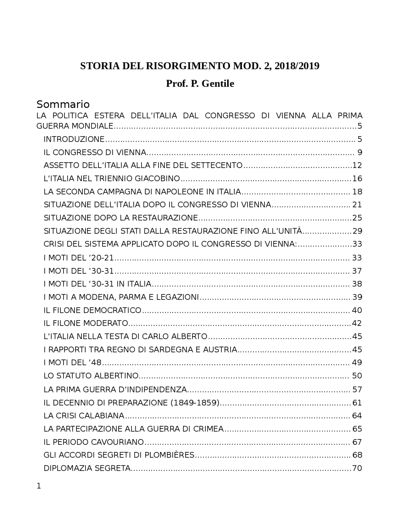 Appunti Storia De Risorgimento Docsity