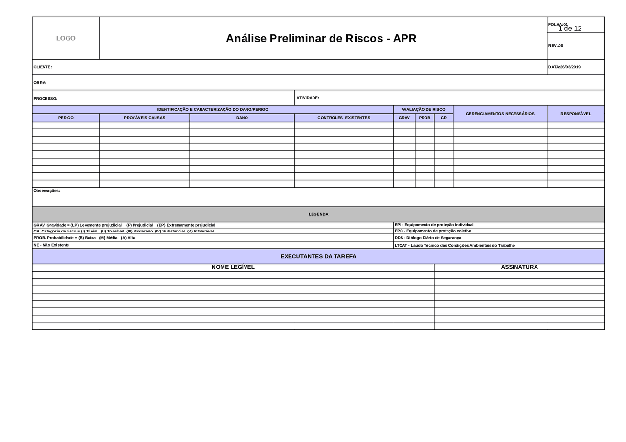 Modelo APR - 2019 - Ambiente seguro | Esquemas Introdução à ...