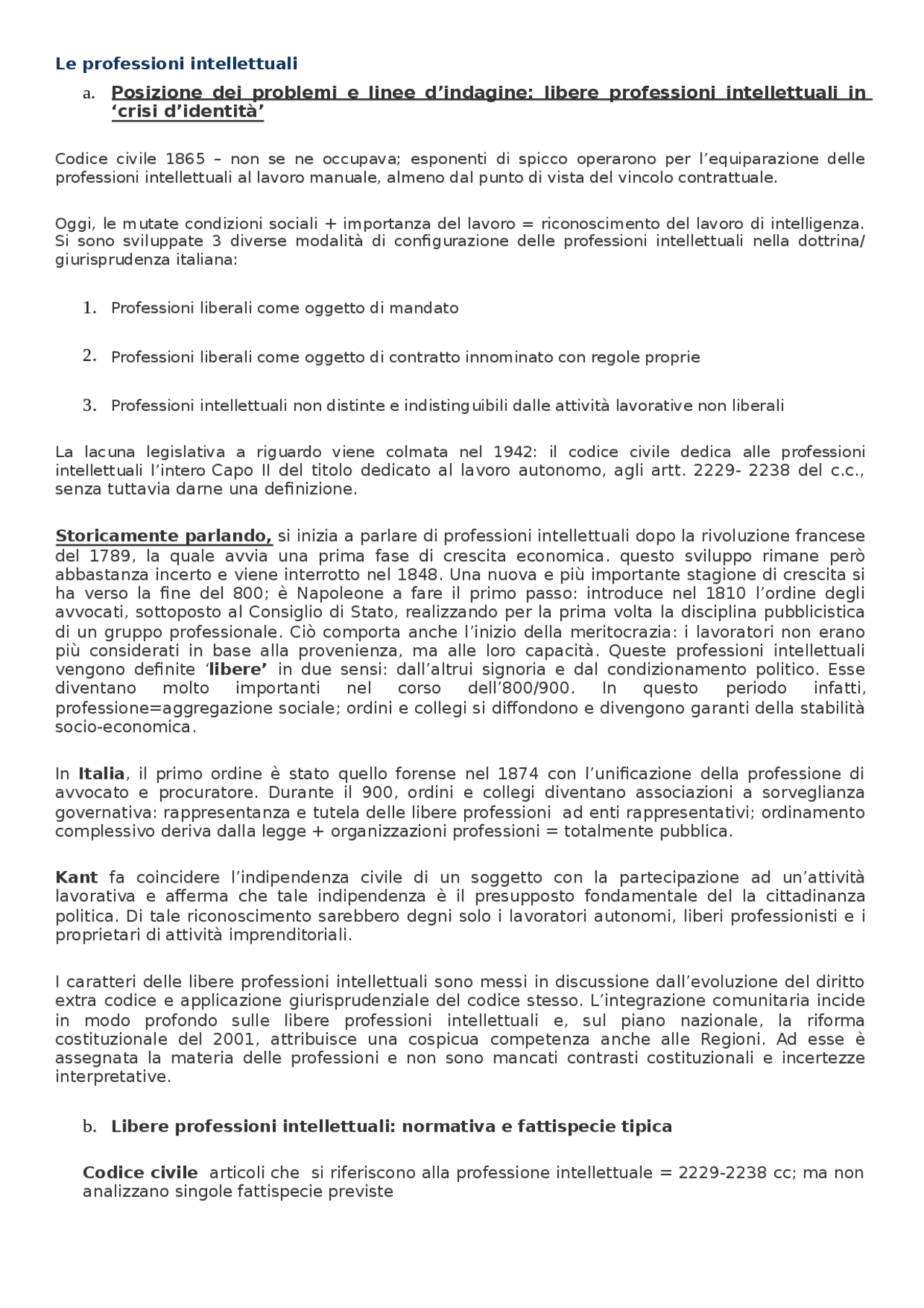 Le Professioni Intellettuali Docsity