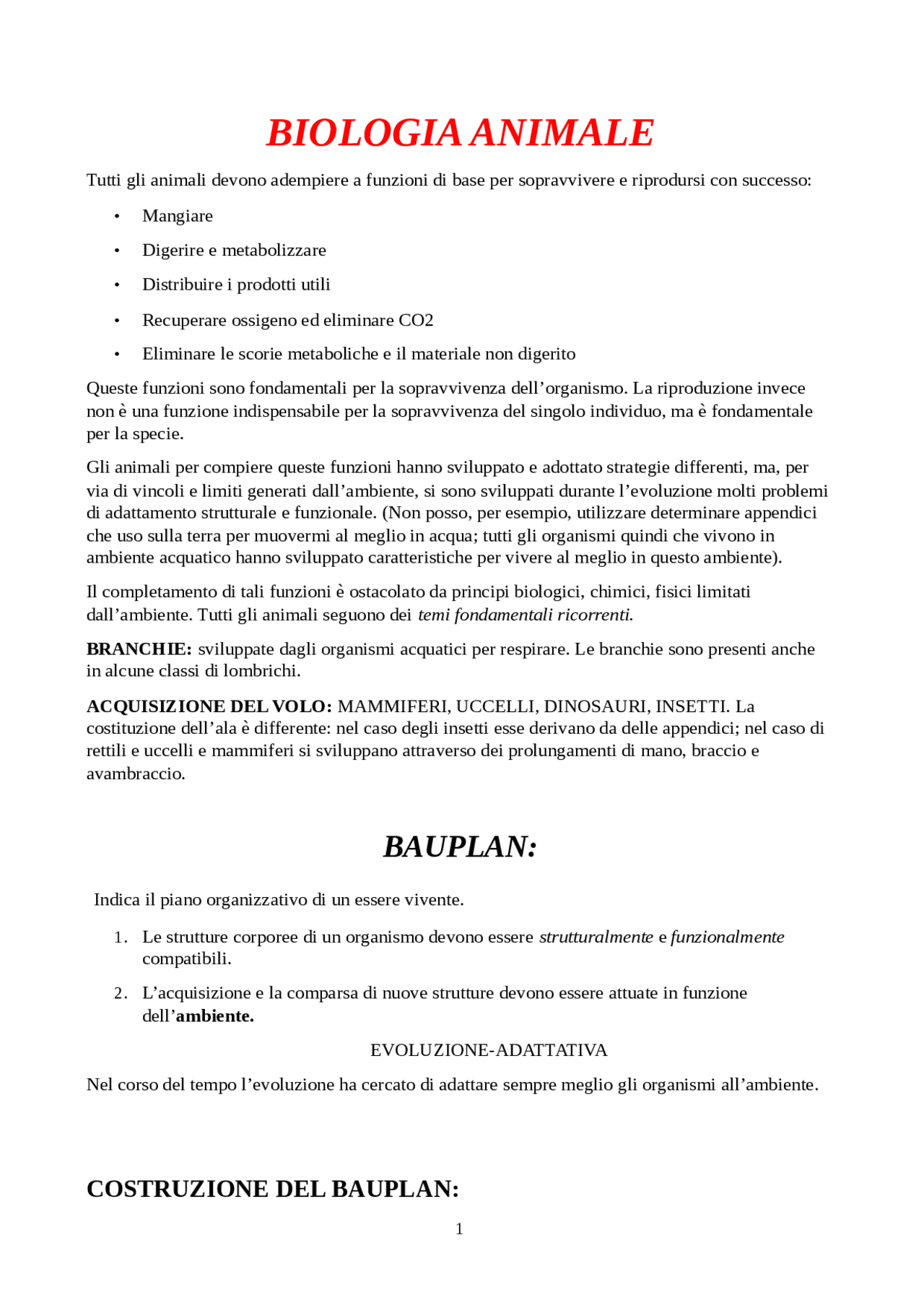 Biologia Animale (per esame in scienze biologiche e biotecnologie ...