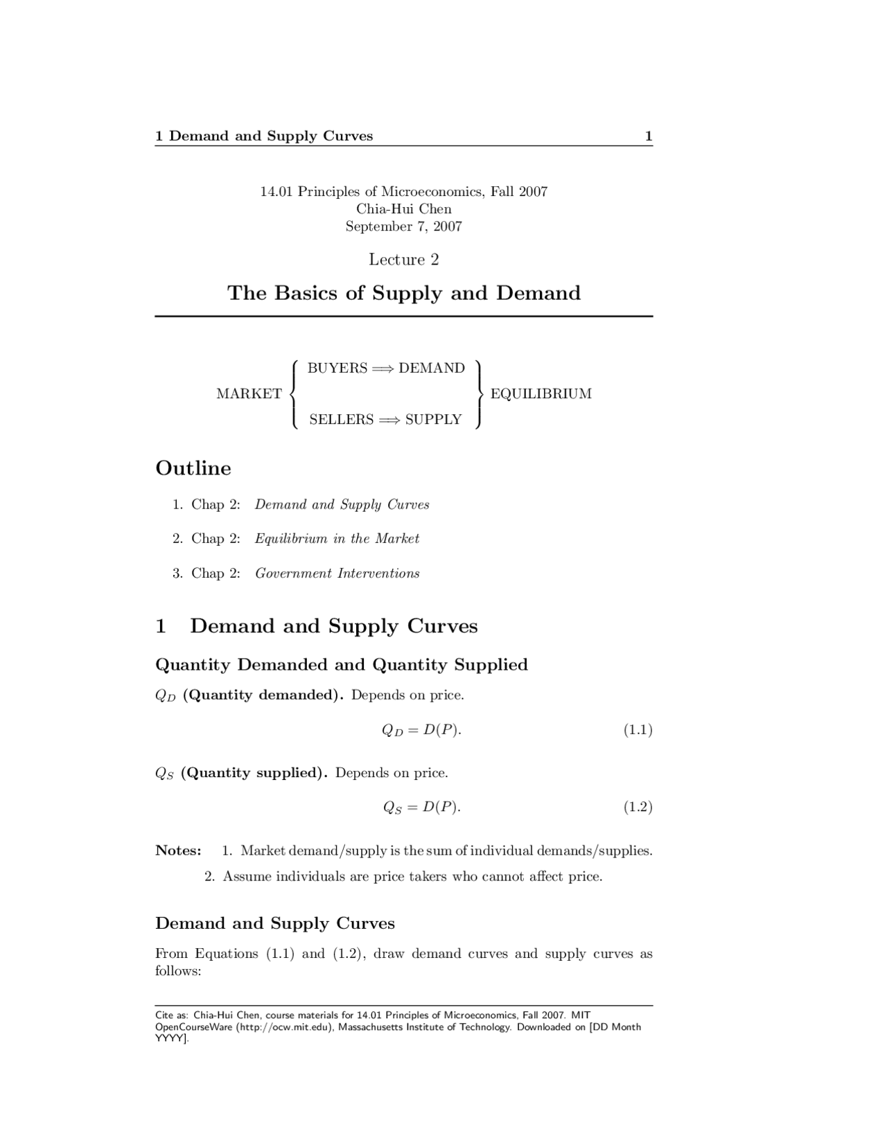 The Basics Of Supply And Demand Docsity