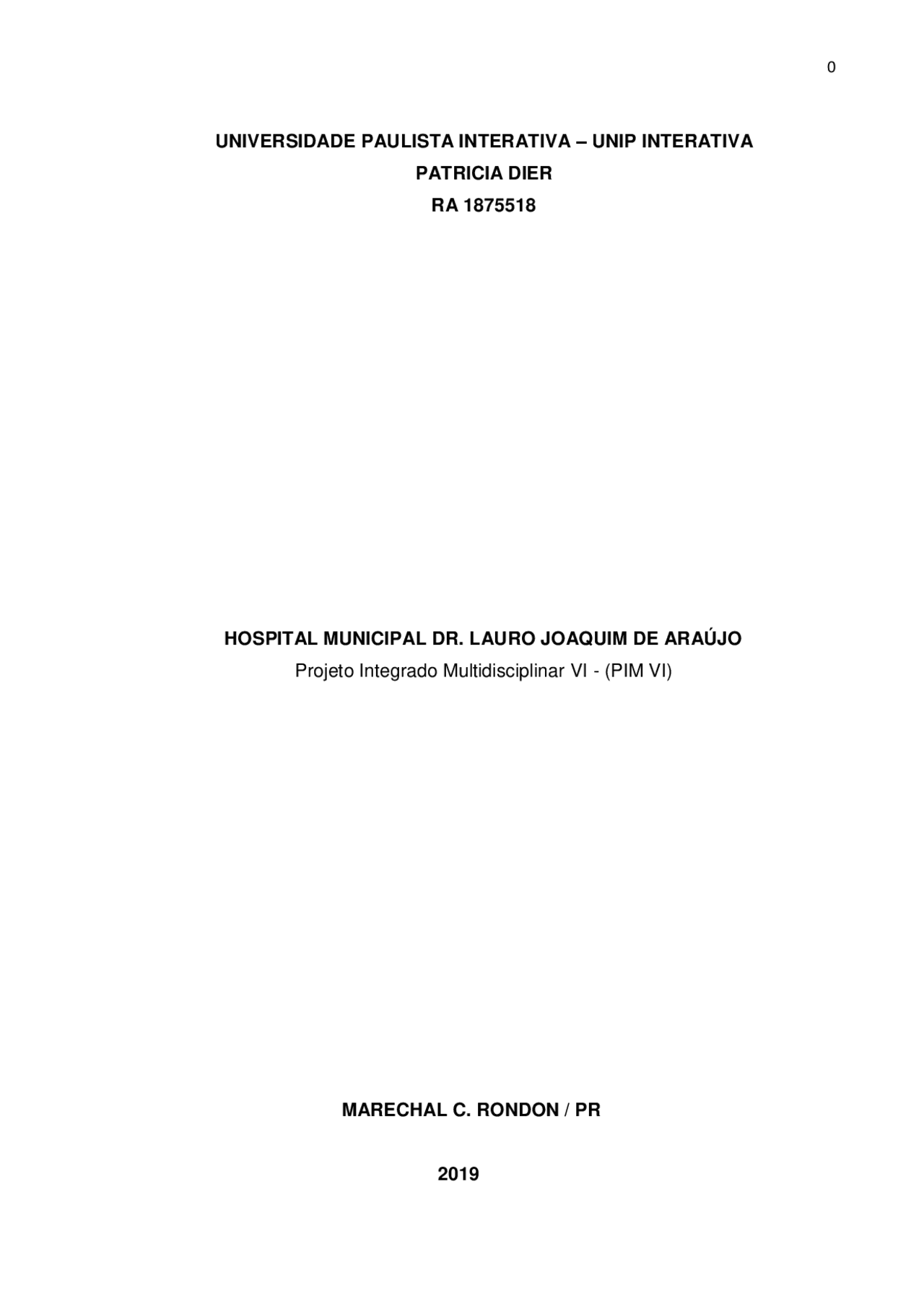 Projeto Integrado Multidisciplinar Vi Docsity