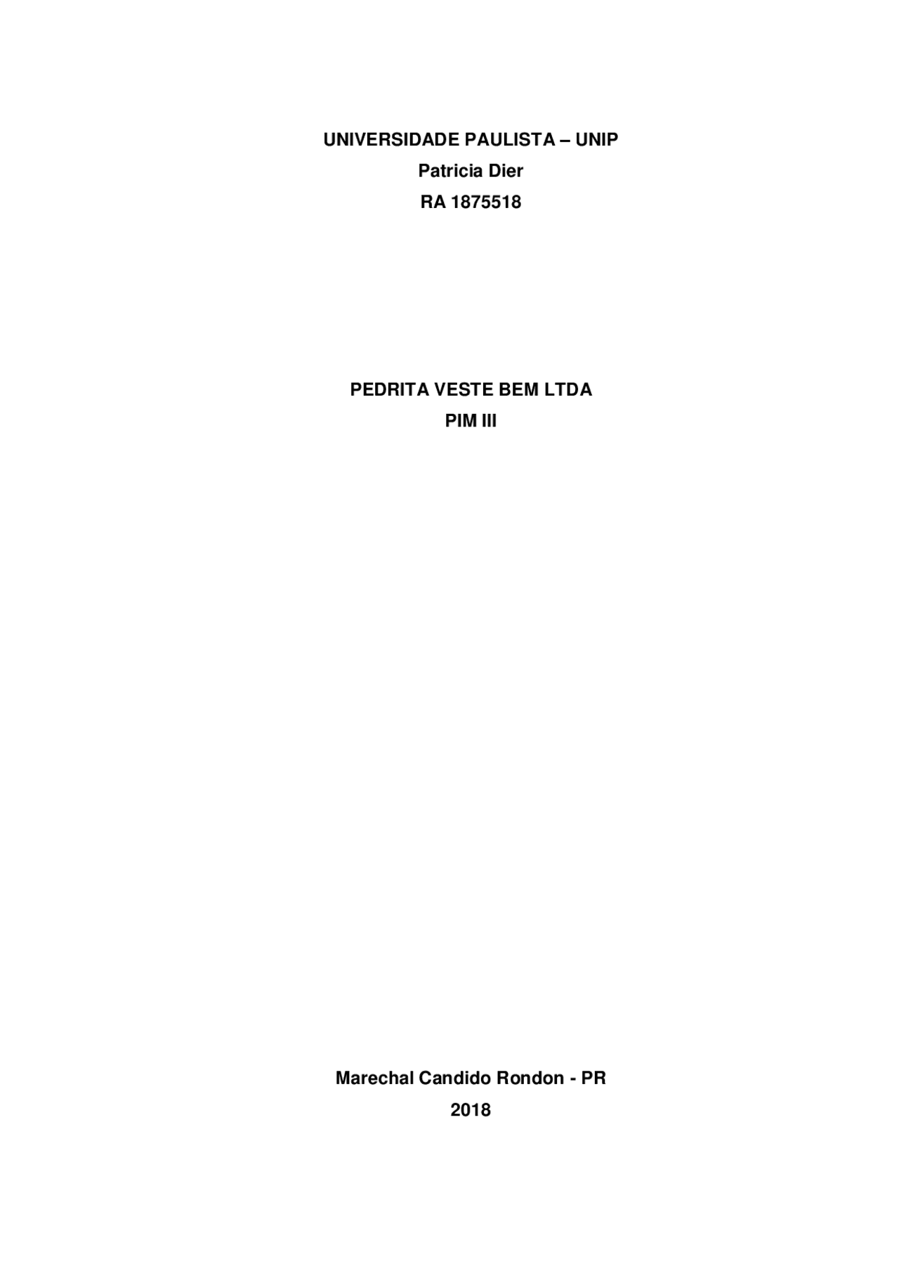 Projeto Integrado Multidisciplinar Iii Docsity