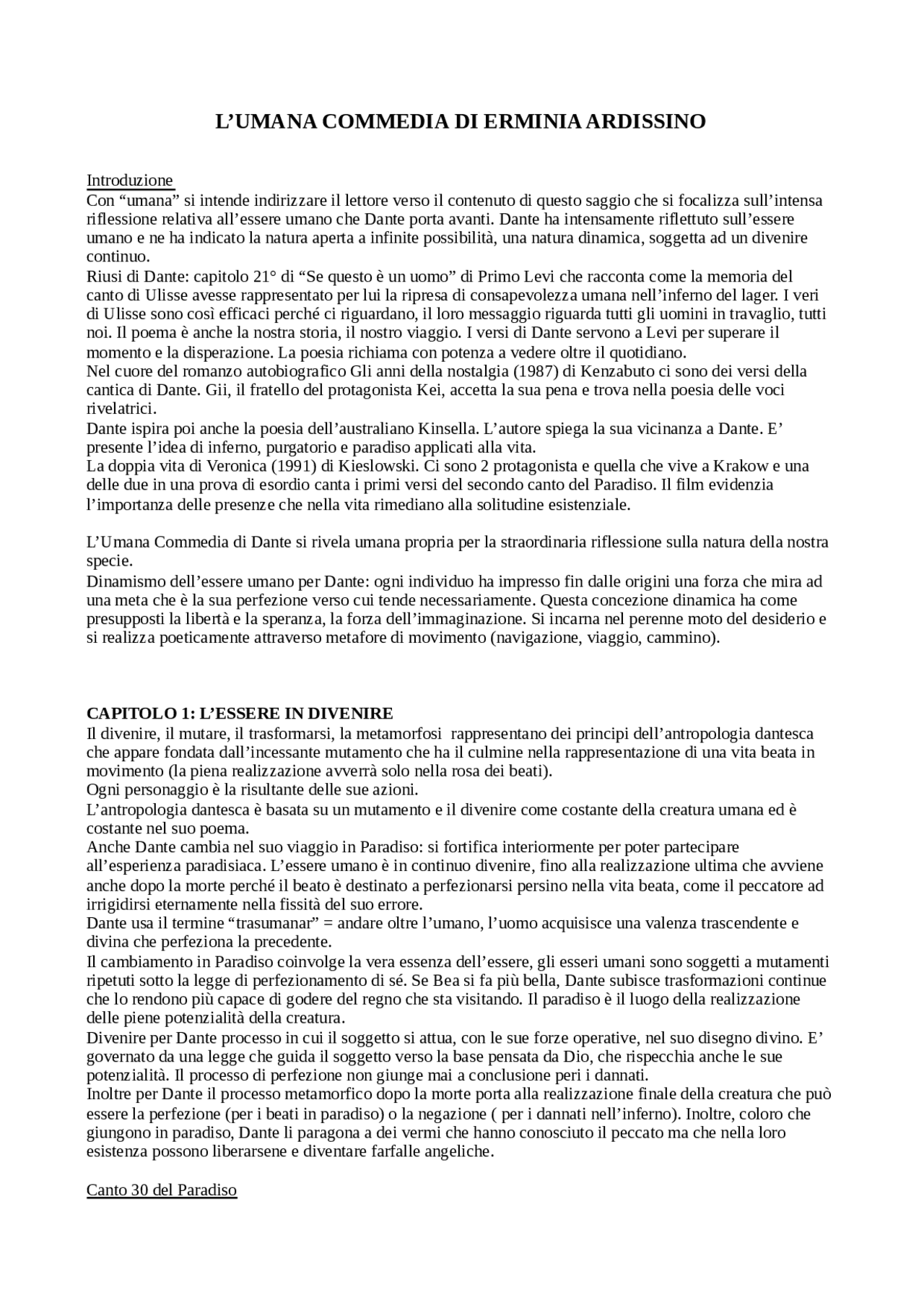 Lumana Commedia Di Dante Docsity