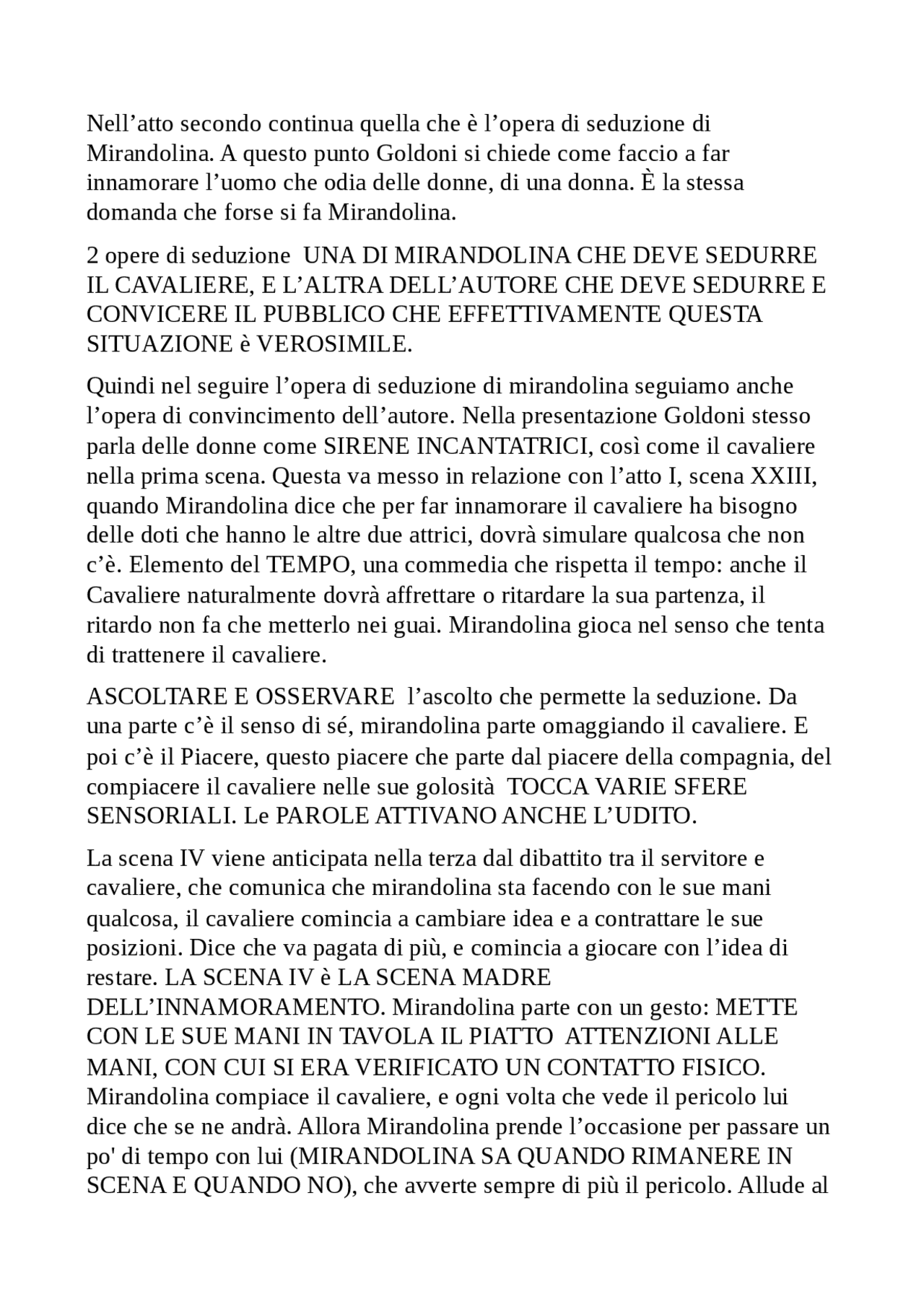 Riassunti La Locandiera Docsity