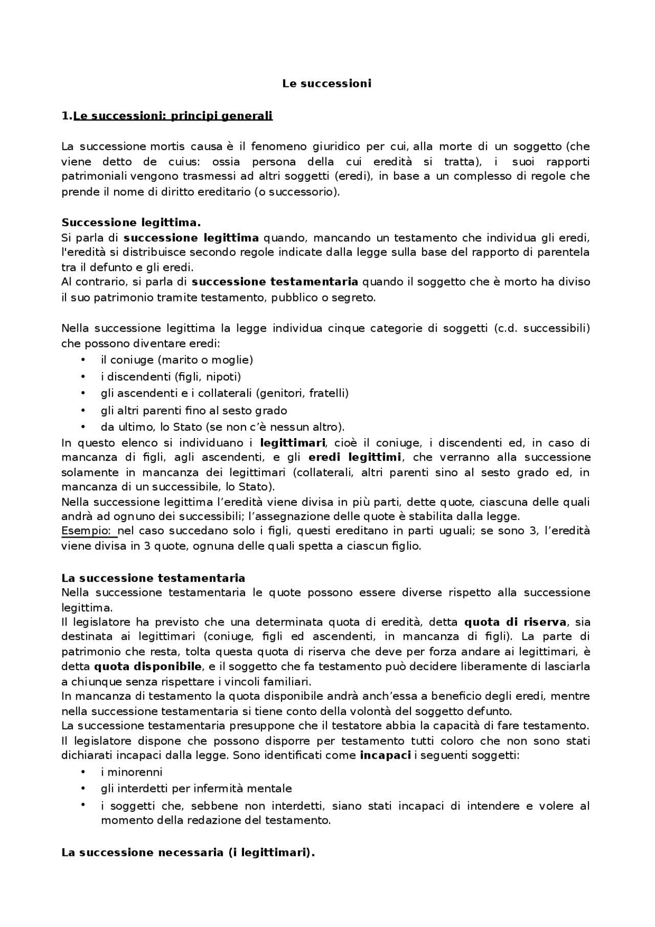 Le Successioni Per Il Diritto Privato Docsity