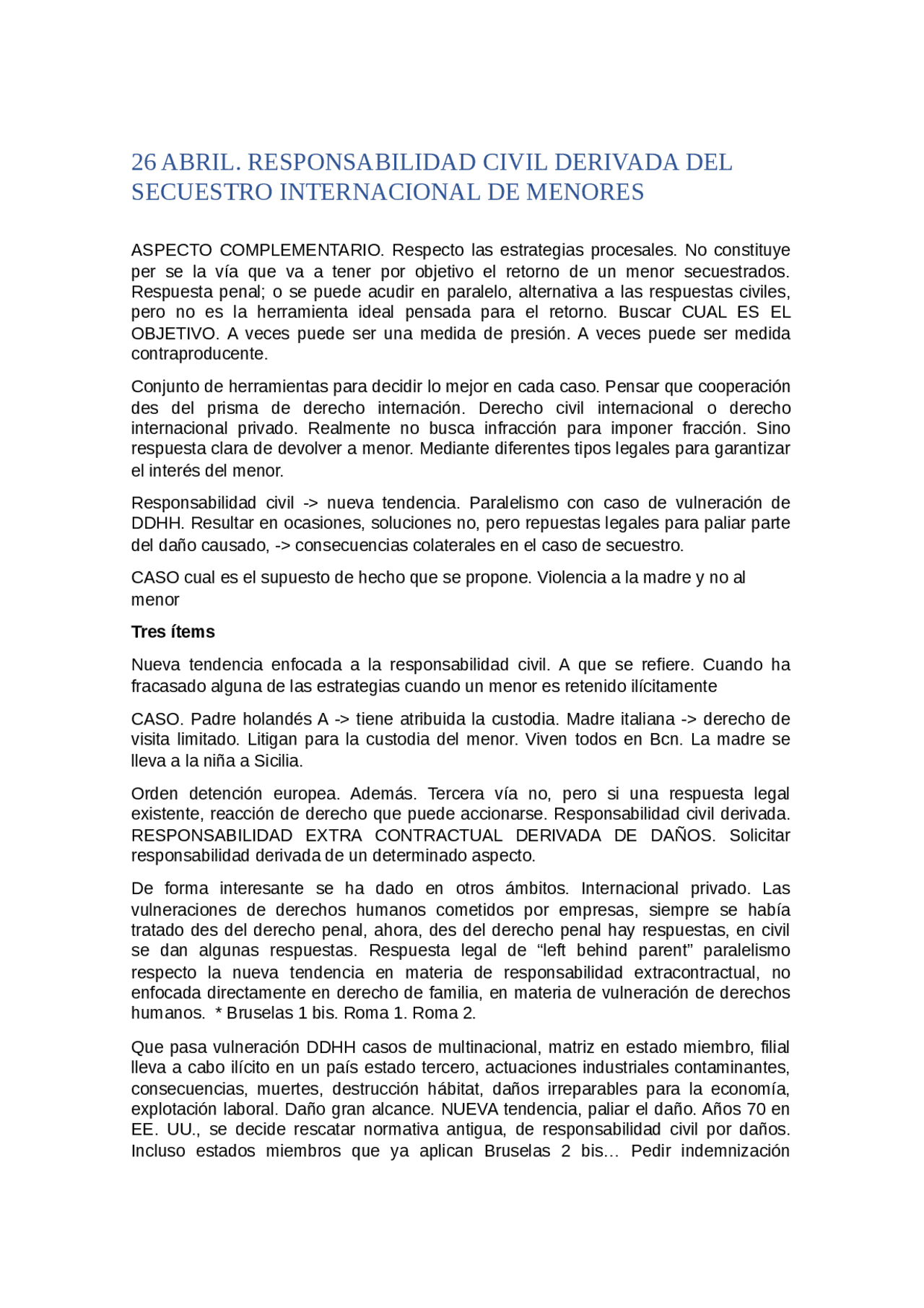 Derecho Internacional De Menores Docsity