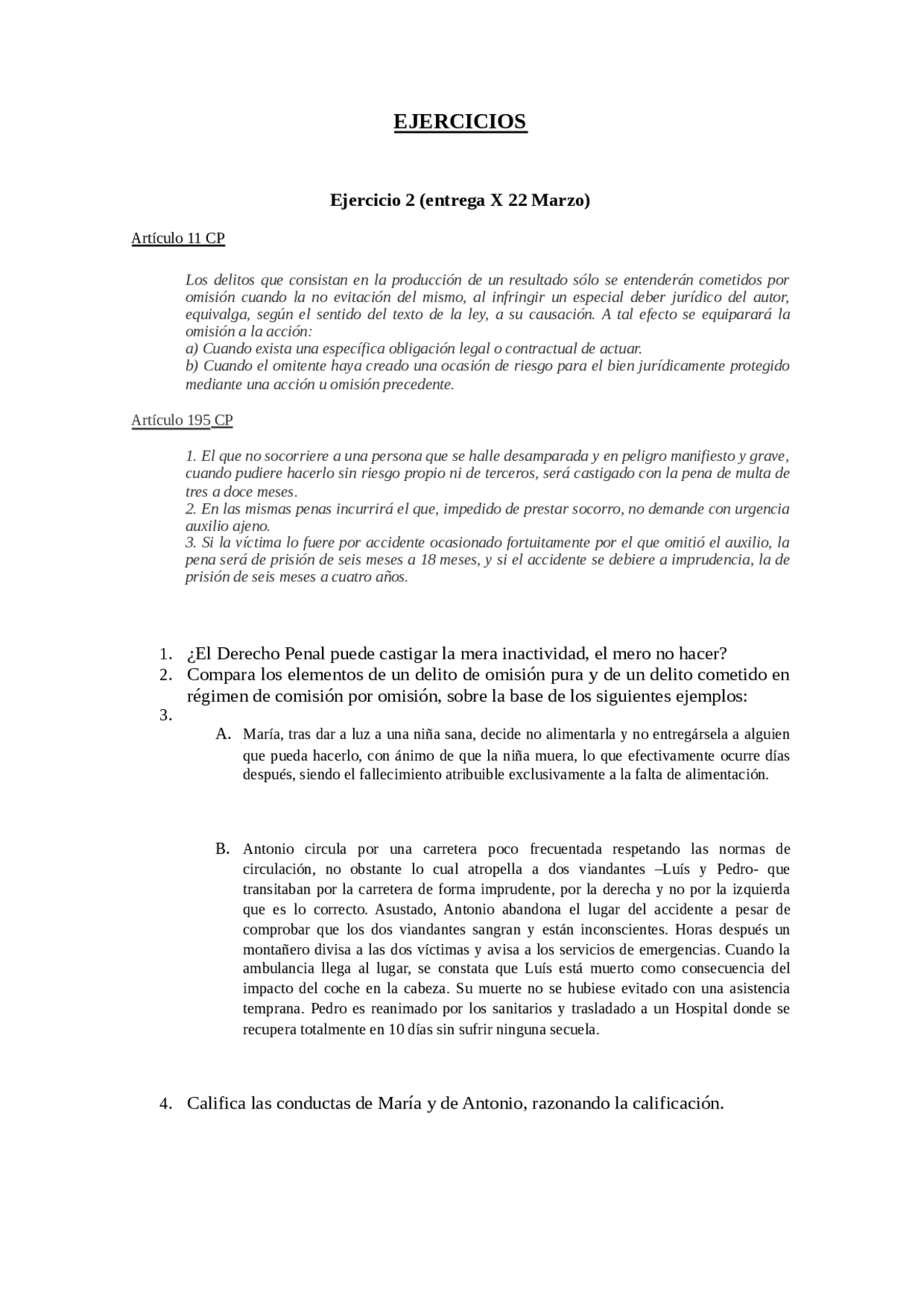 Práctica Derecho Penal I Docsity
