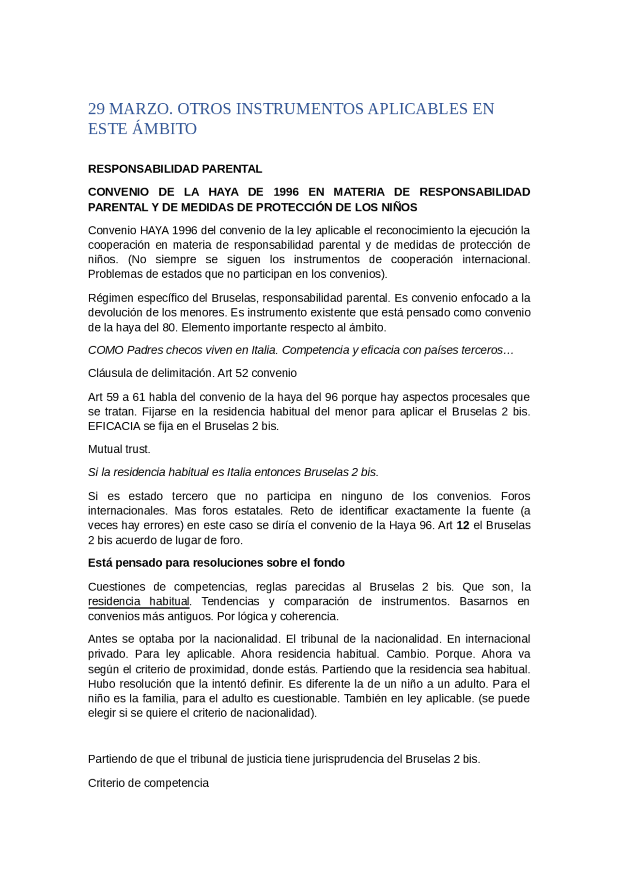 Derecho Internacional De Menores Docsity
