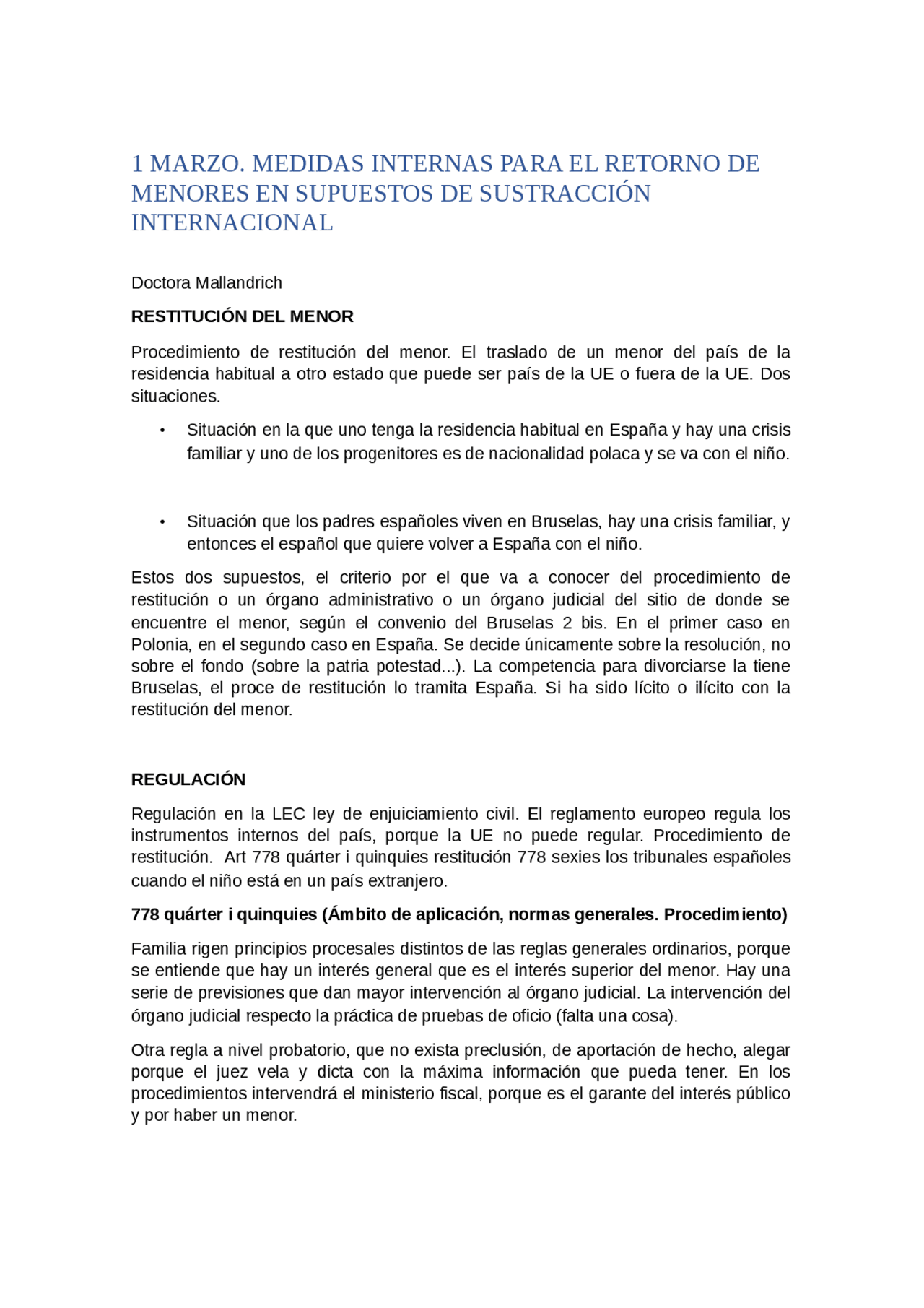 Derecho Internacional De Menores Docsity