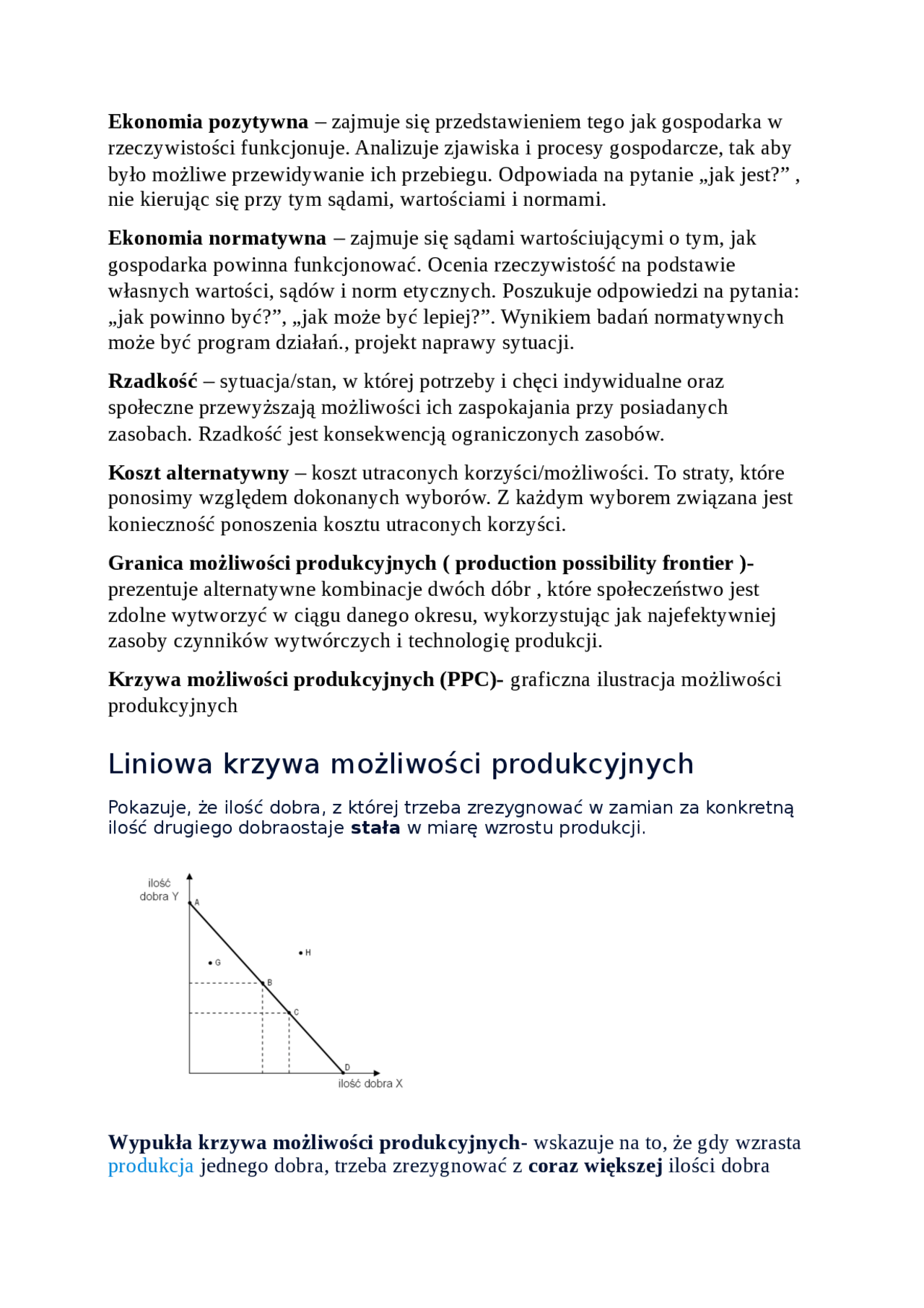 Ekonomia pozytywna i normatywna | Notatki Ekonomia | Docsity
