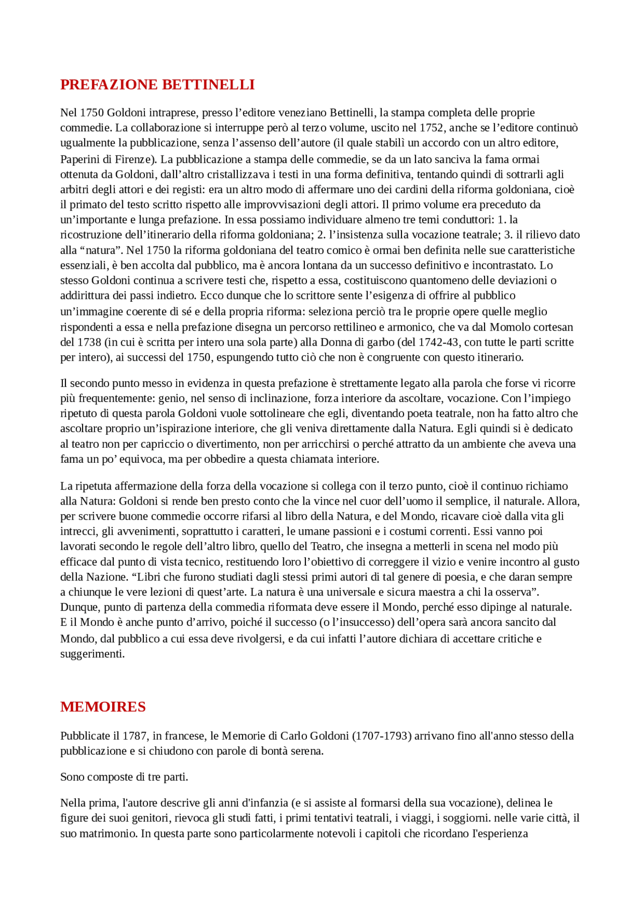 Appunti Su Carlo Goldoni Docsity