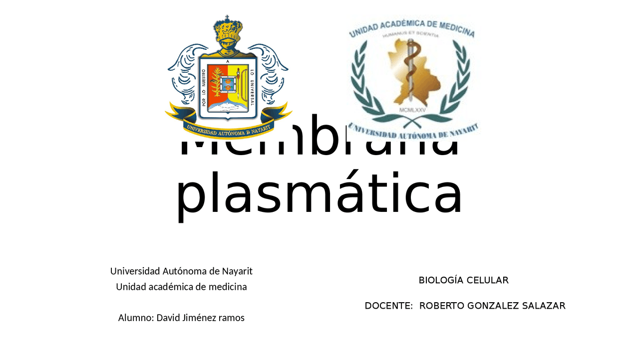 Membrana Celular Plasmática Diapositivas De Biología Celular Docsity