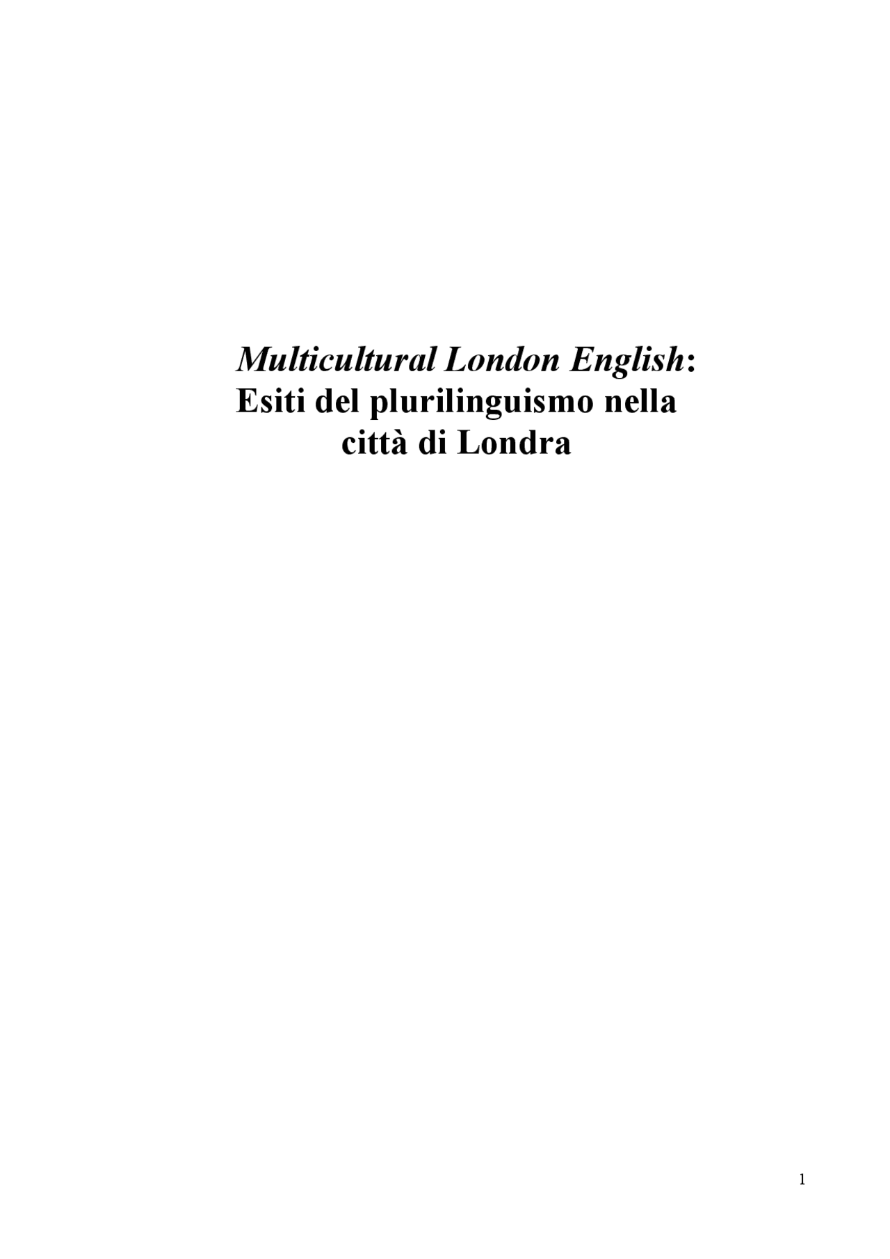 Multicultural London English - Docsity