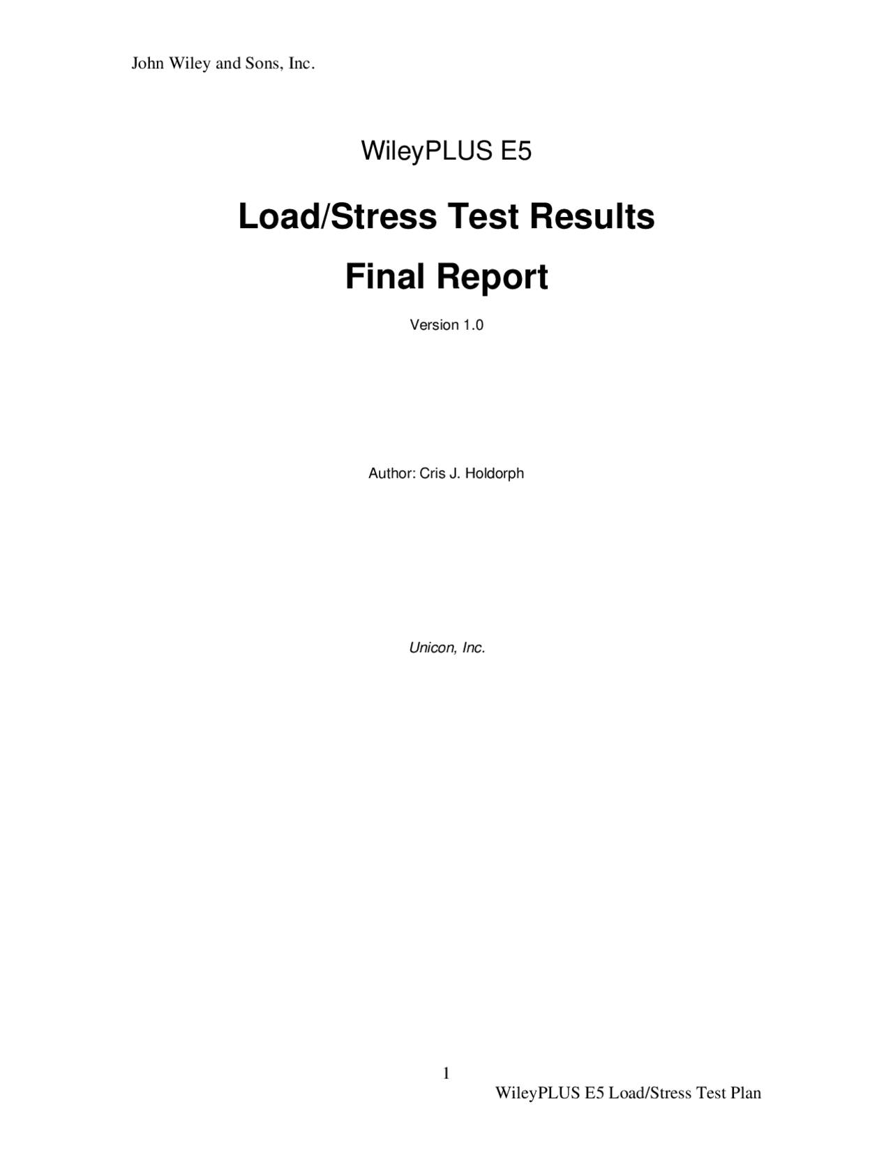 Loadstress Test Results Final Report Docsity