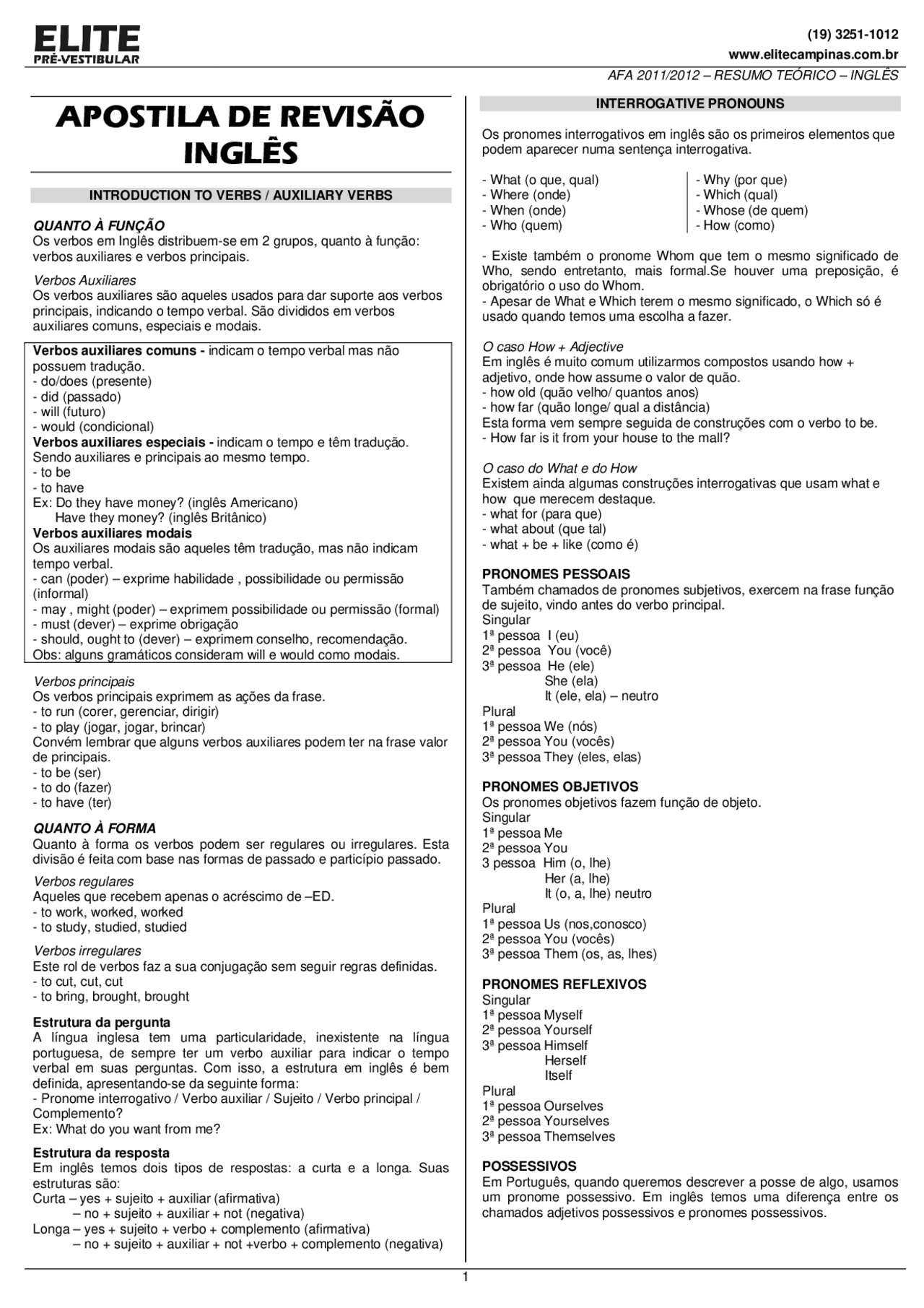 Dicas Inglês Para Provas Docsity