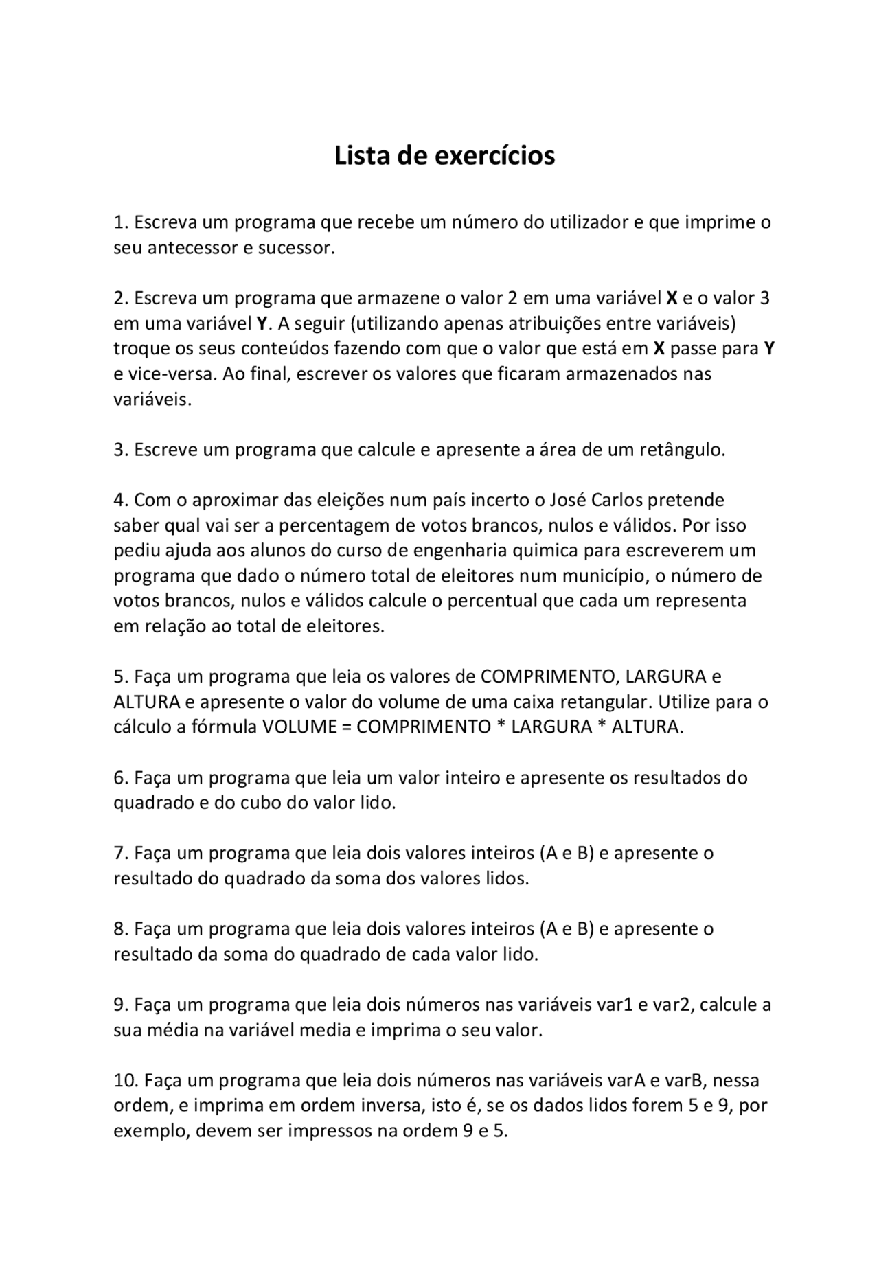 Exercicios De Computação Cientifica Docsity