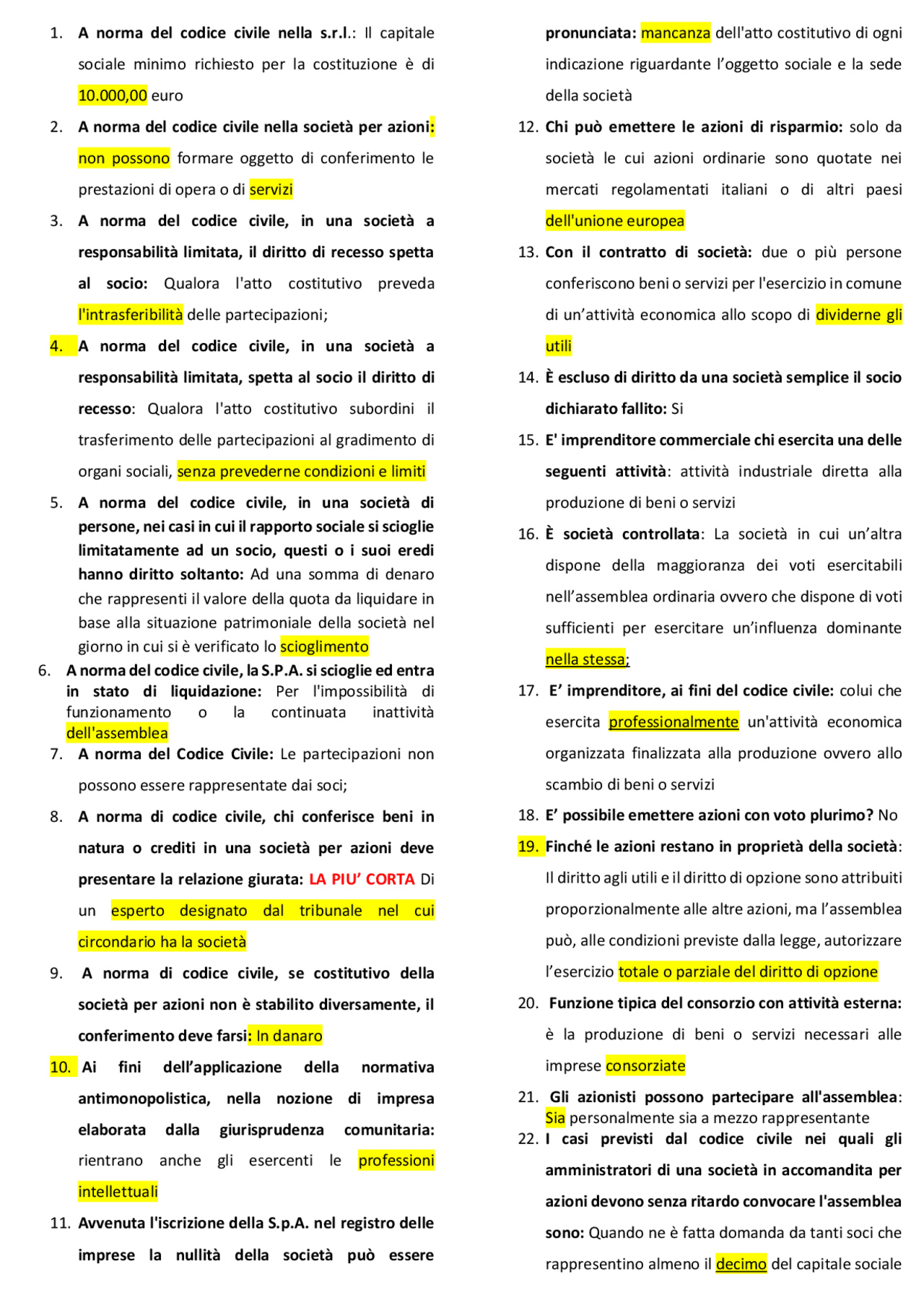 Domande E Risposte Diritto Commerciale Docsity