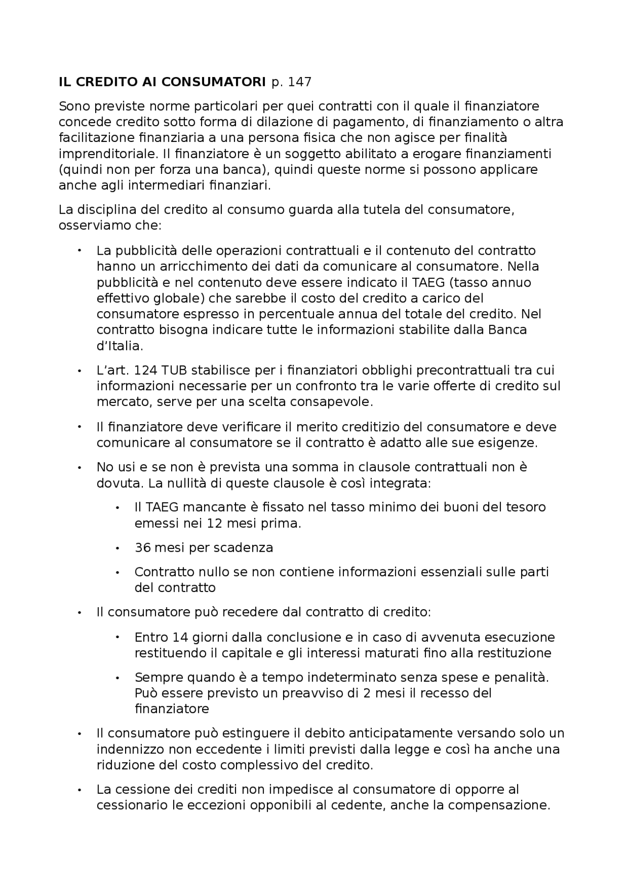 Credito Ai Consumatori Docsity