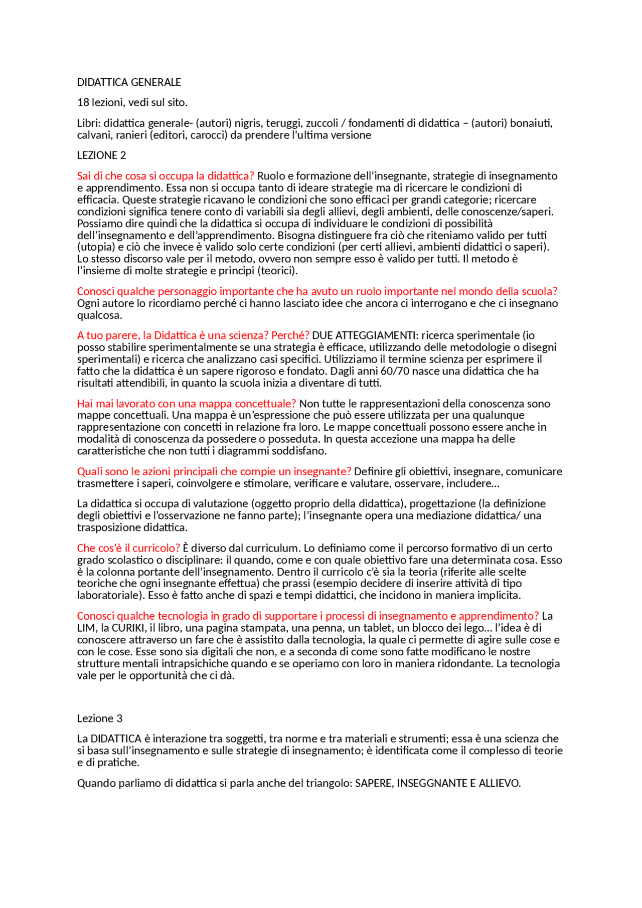 Appunti Didattica Generale Profssa Martini Docsity