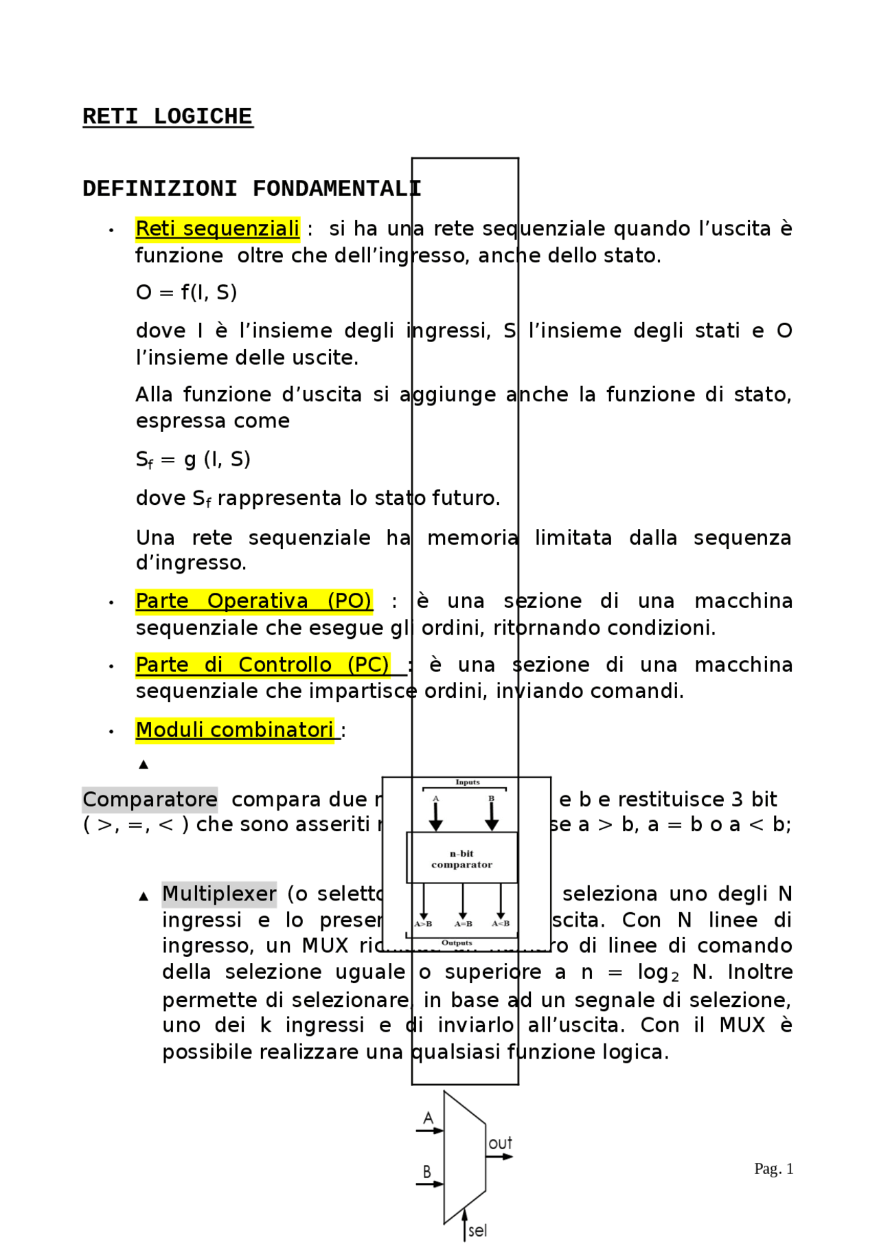 Definizioni Calcolatori Docsity
