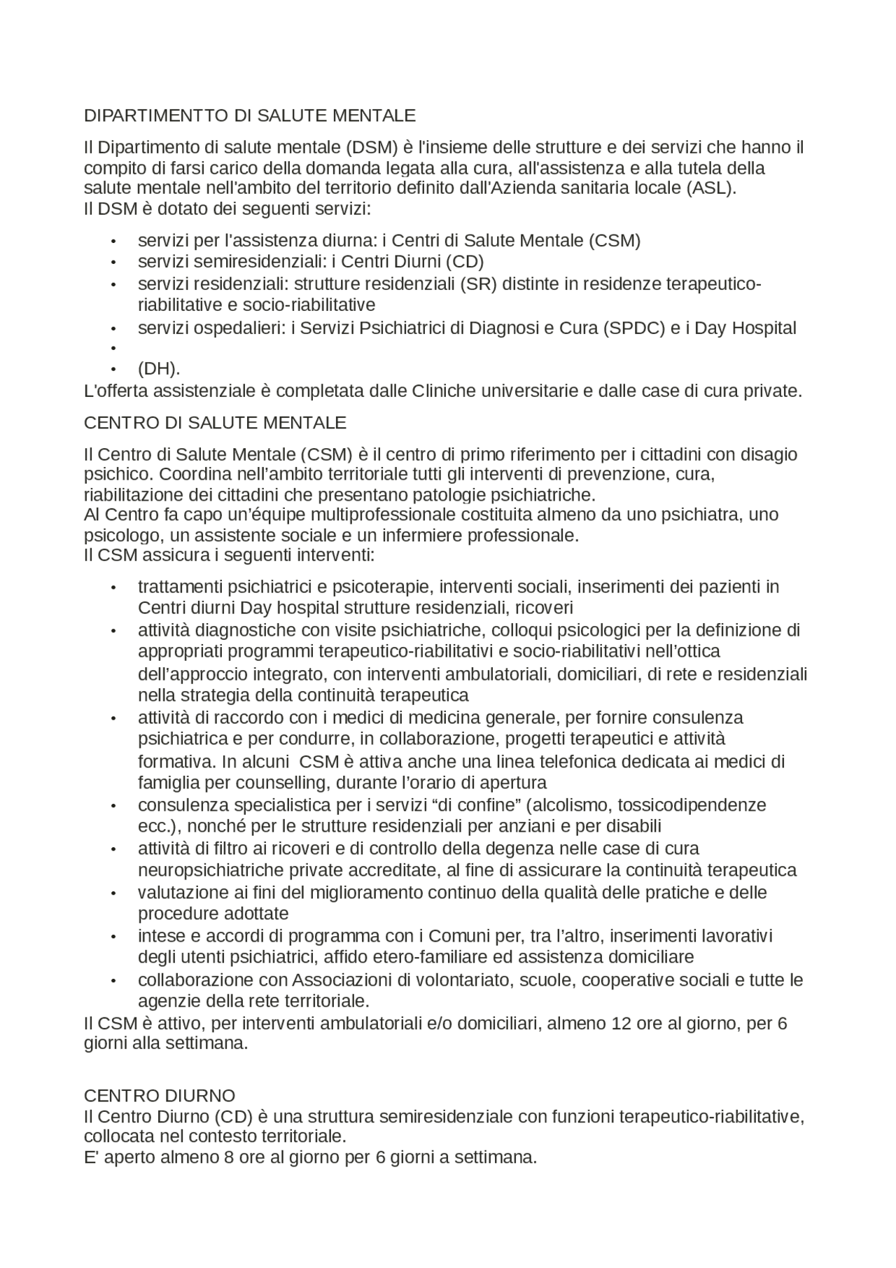 Servizi Psichiatrici Docsity