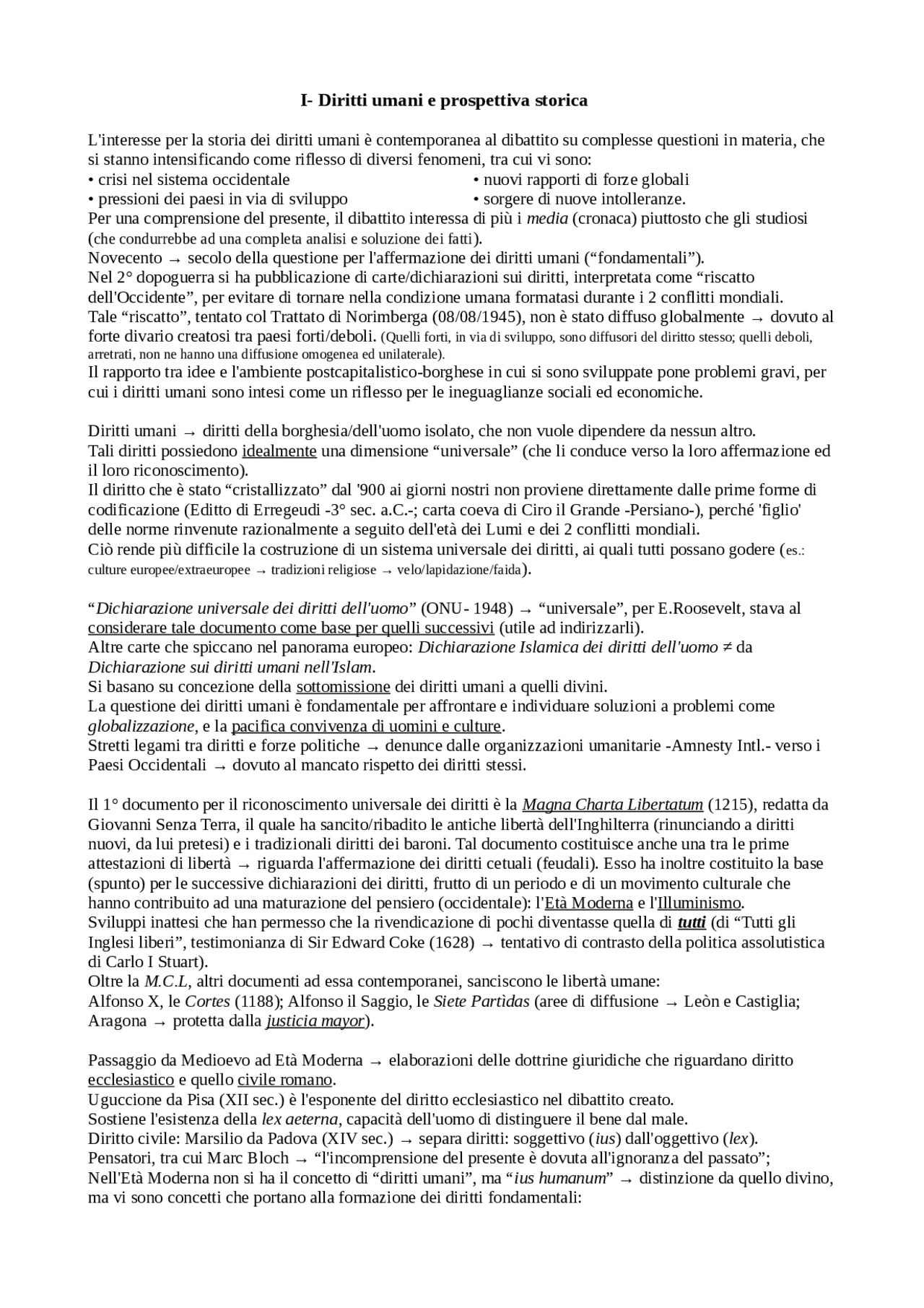 Diritti Umani Appunti Docsity