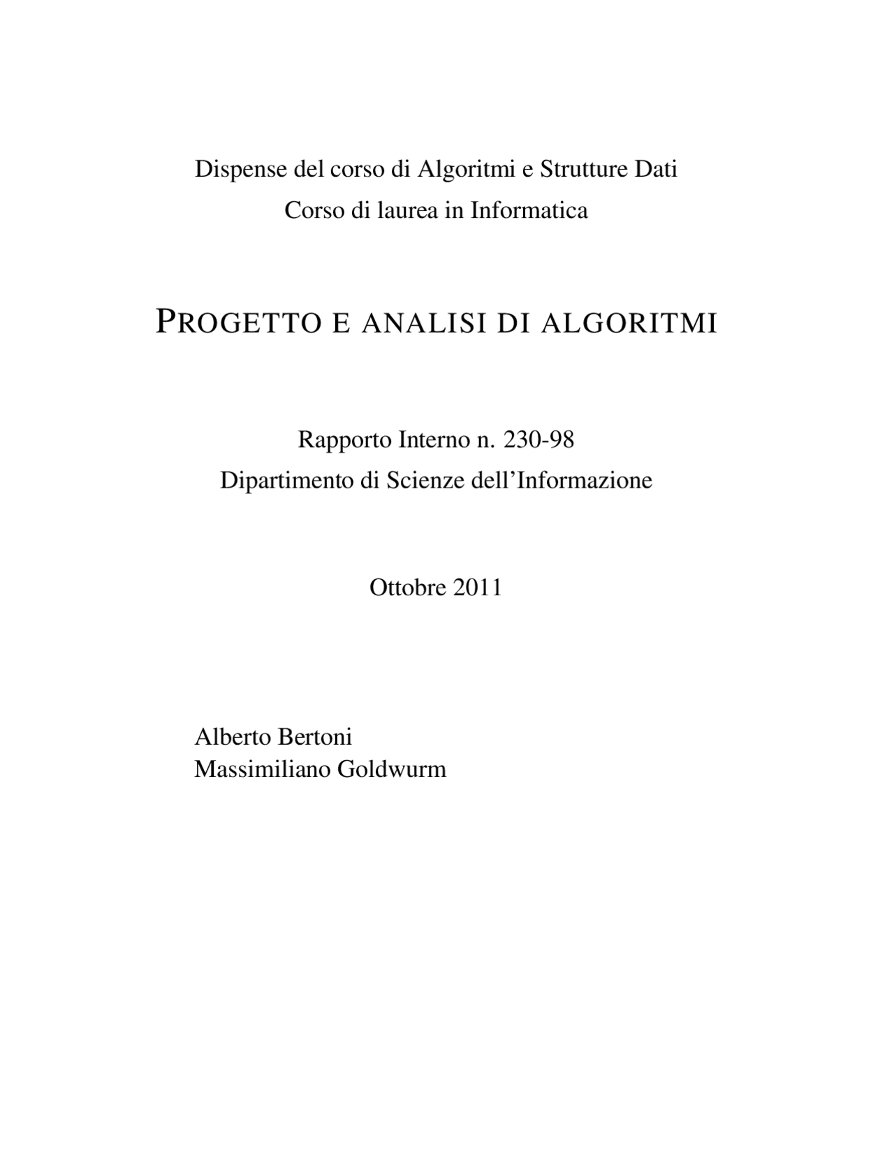 Progetto E Analisi Di Algoritmi Docsity