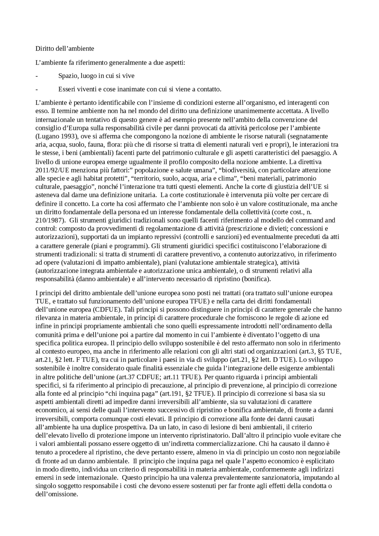 Diritto Ambientale Appunti Docsity