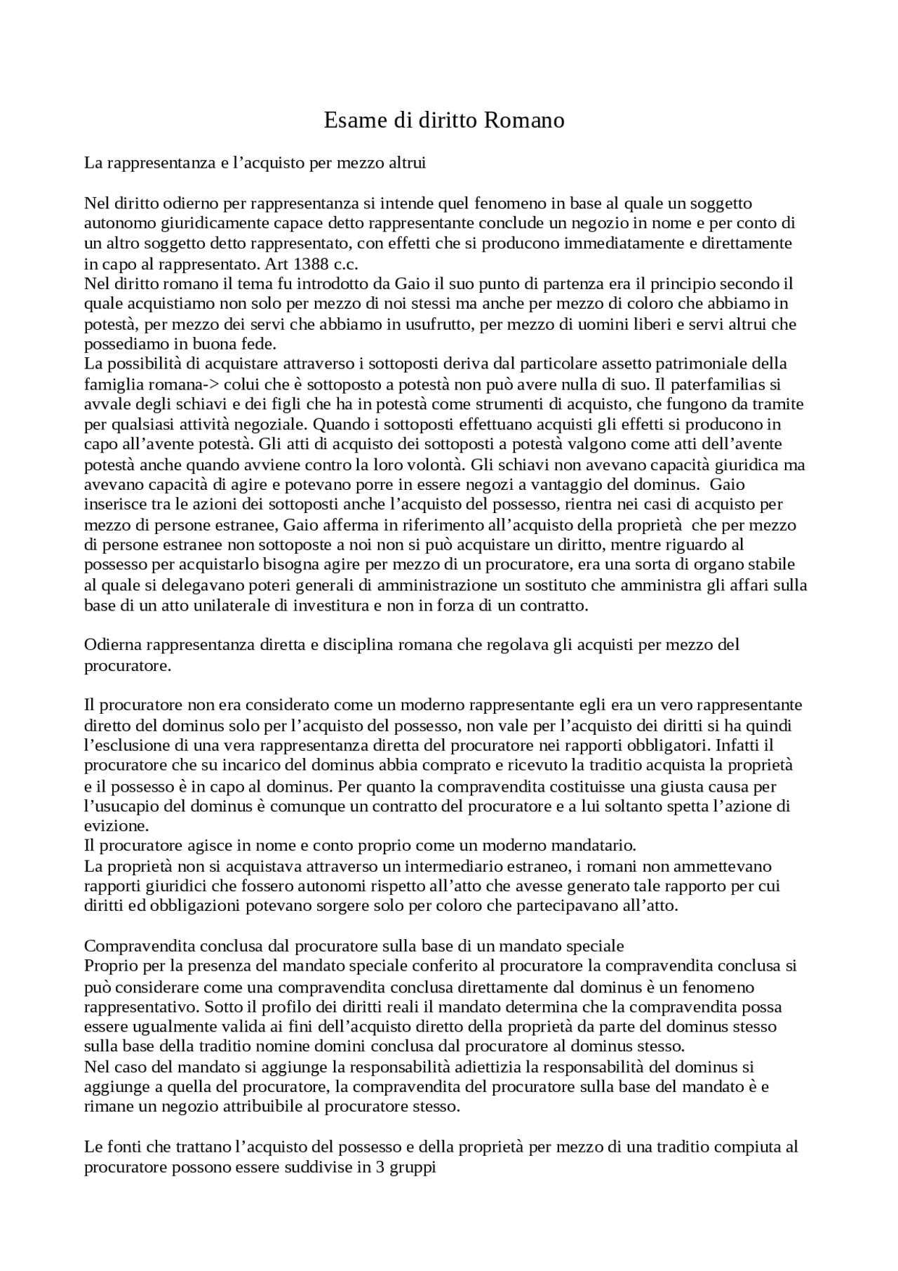 Esame Diritto Romano Docsity