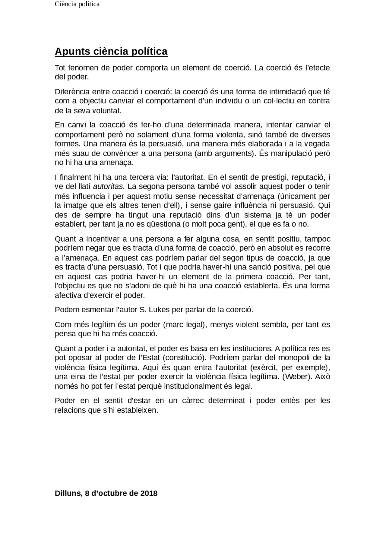 Apunts Ciència Política Docsity