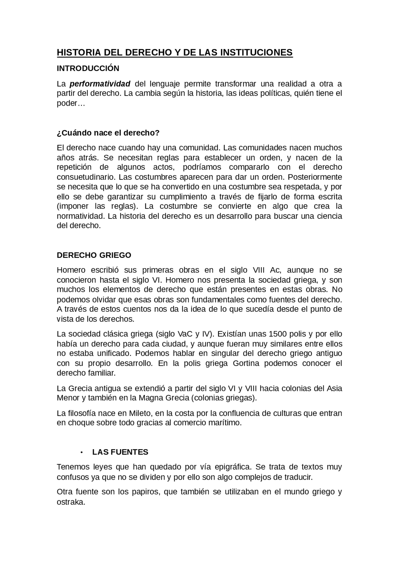 Apunts Història Del Dret I Les Institucions Docsity