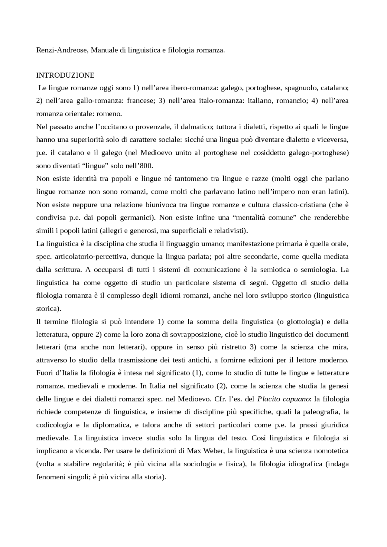 Manuale Di Linguistica E Filologia Romanza Andreose Docsity