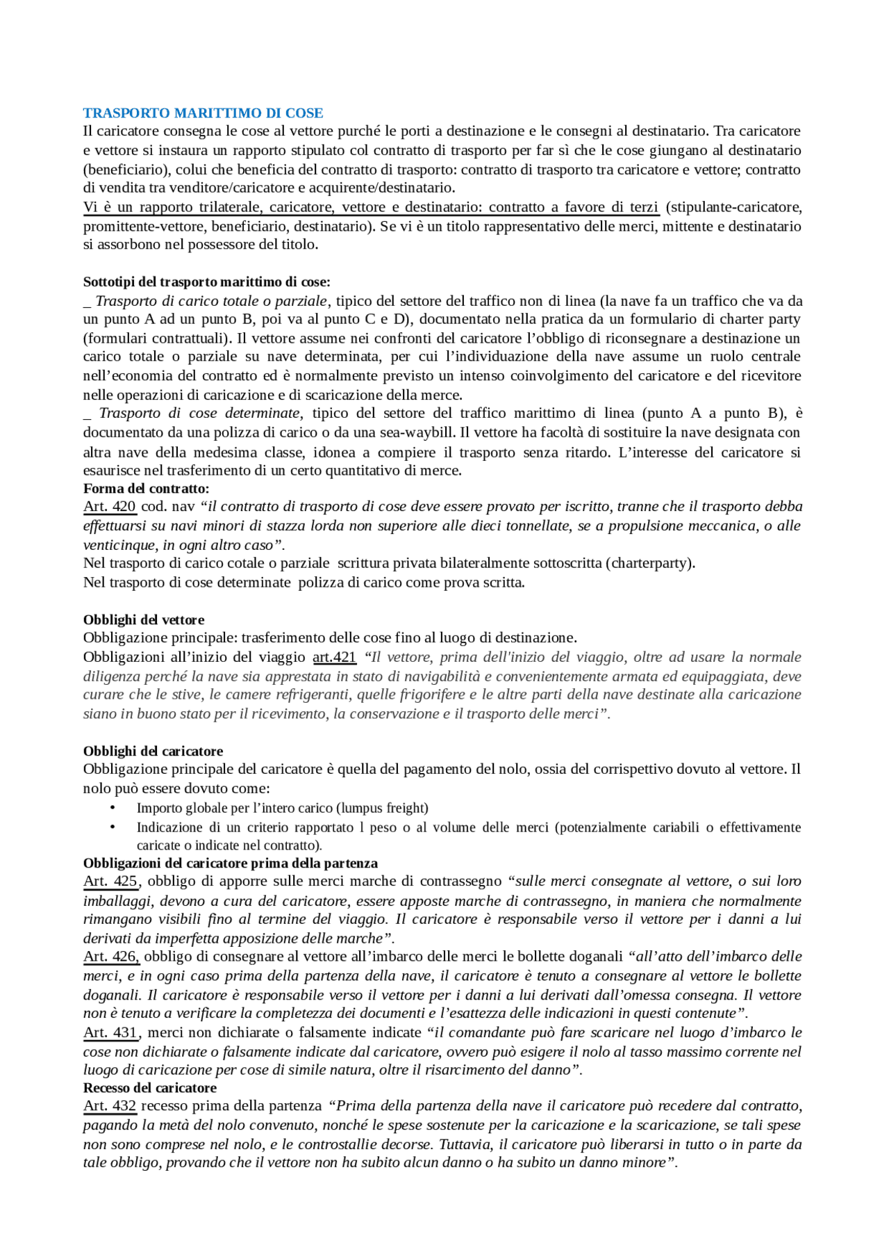 Diritto Della Navigazione Docsity