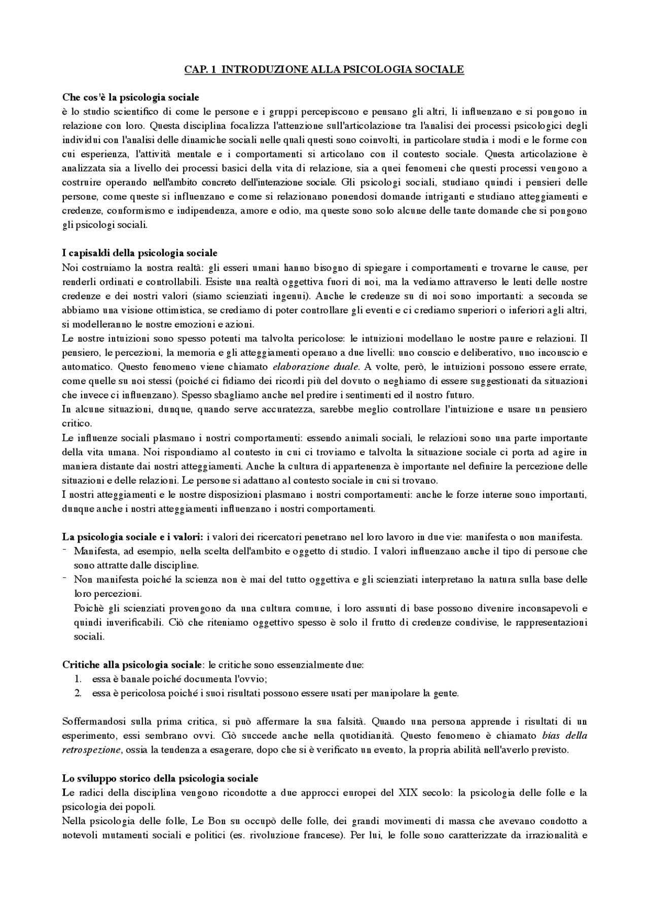 Manuale Psicologia Sociale Docsity