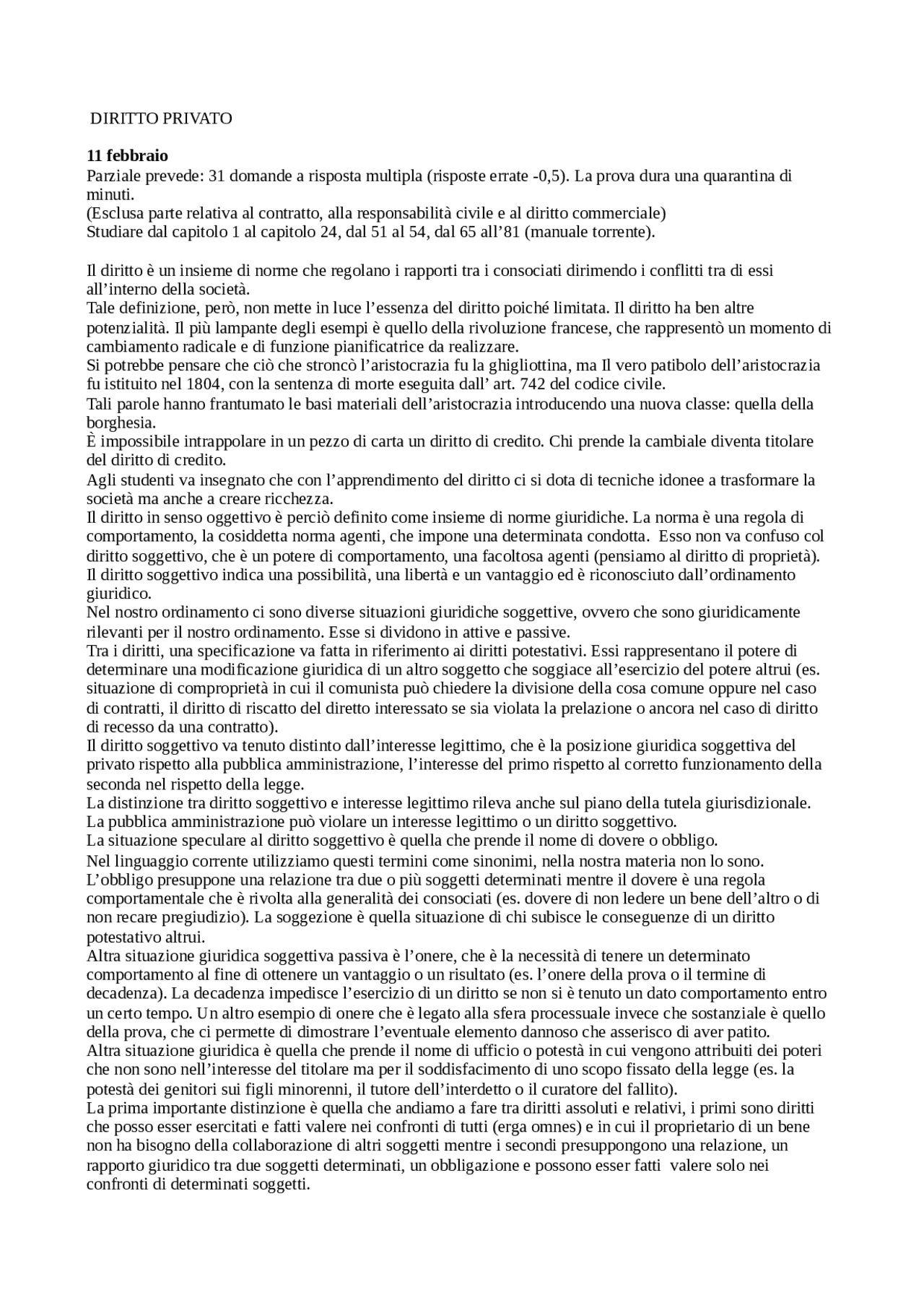 Riassunto Di Diritto Privato Docsity