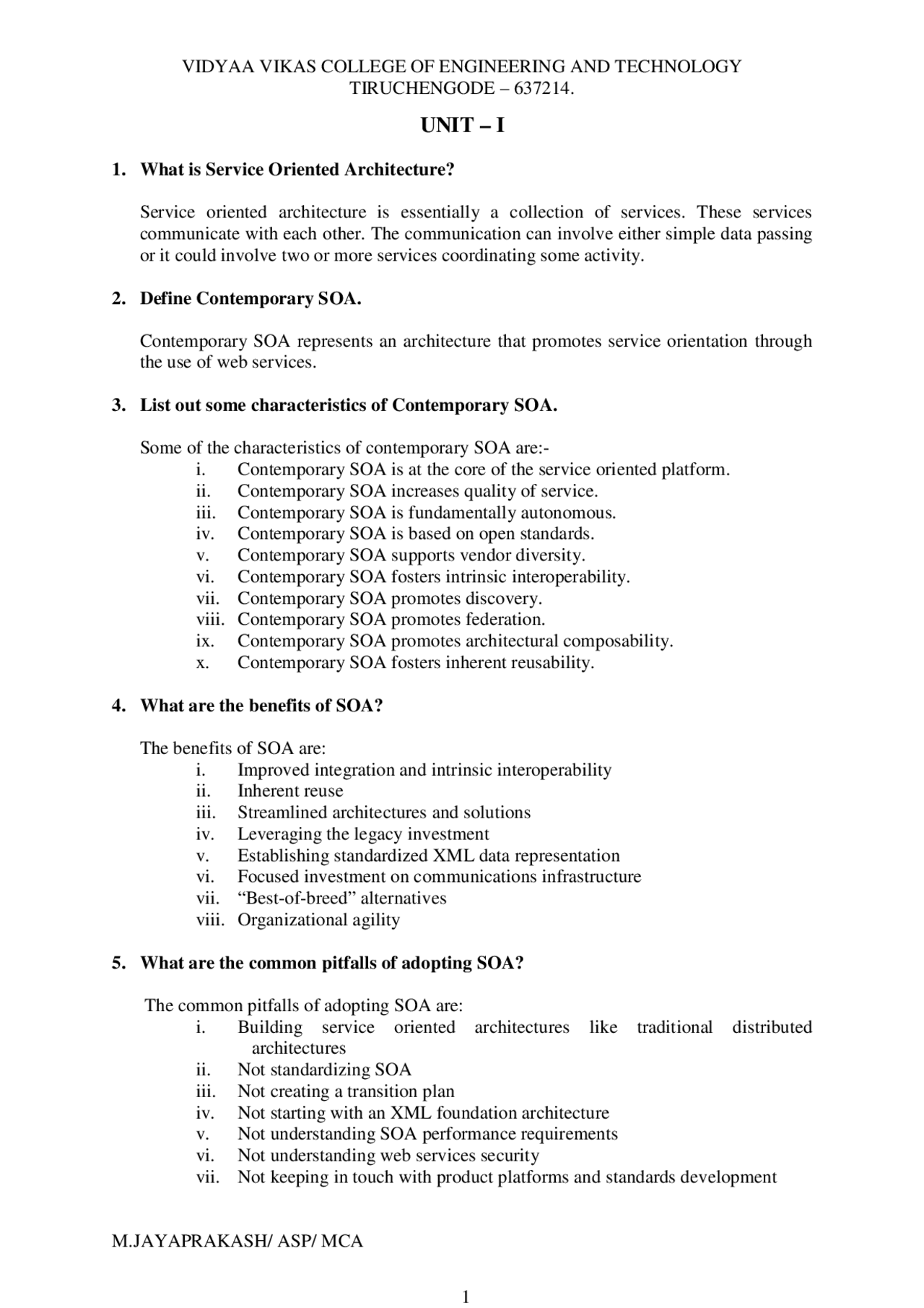 Question paper for Mca students for gather important questions - Docsity