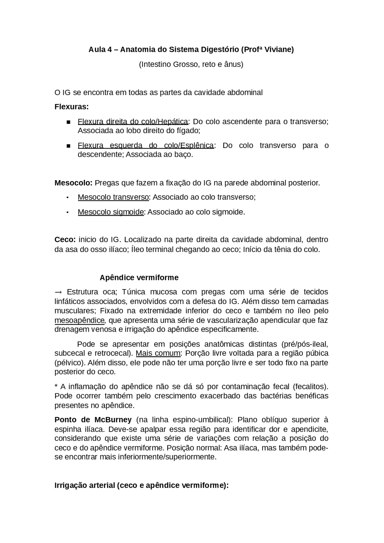 Anatomia Do Sistema Digestório Pt4 Docsity