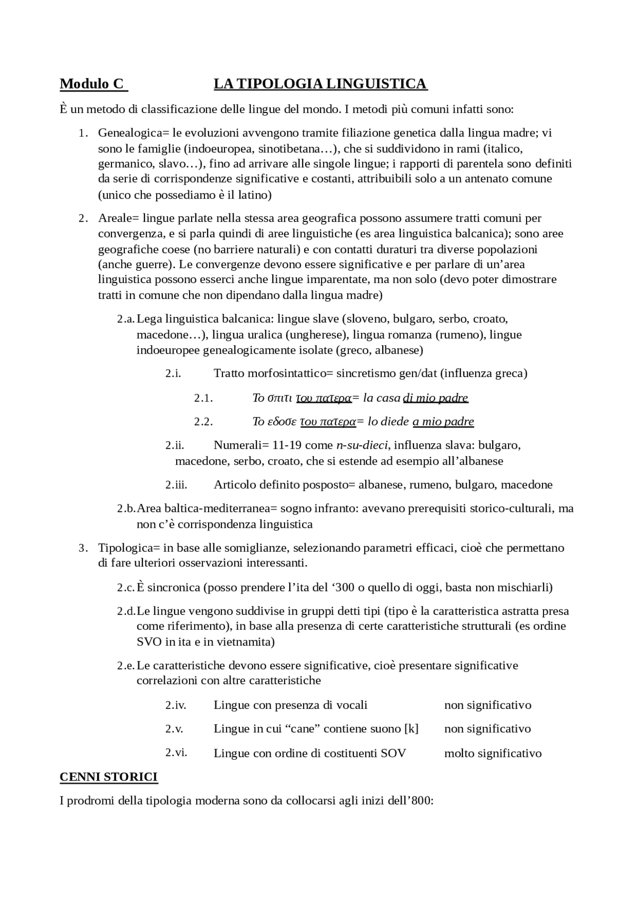 Appunti Di Linguistica Generale Tipologia Prof Dedè Unimi Docsity