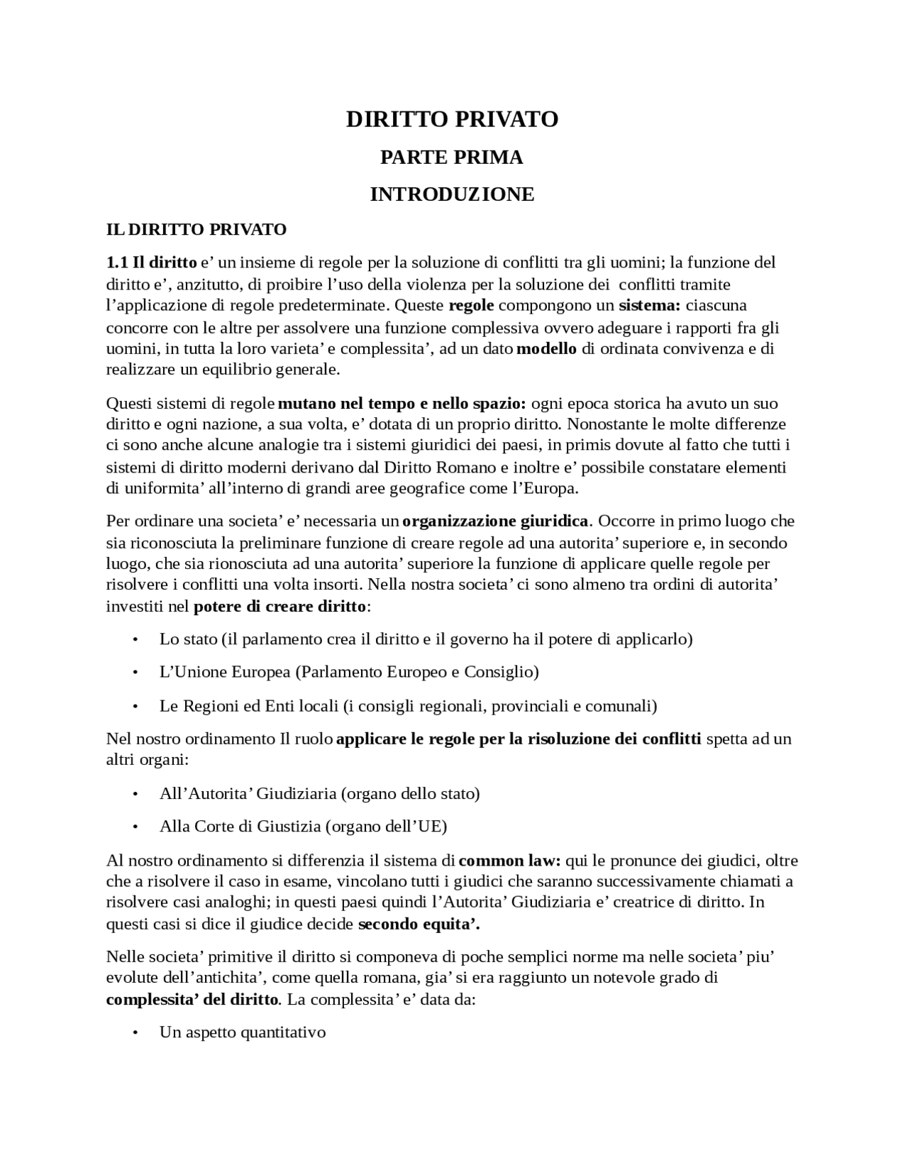 Riassunto Manuale Diritto Privato Docsity