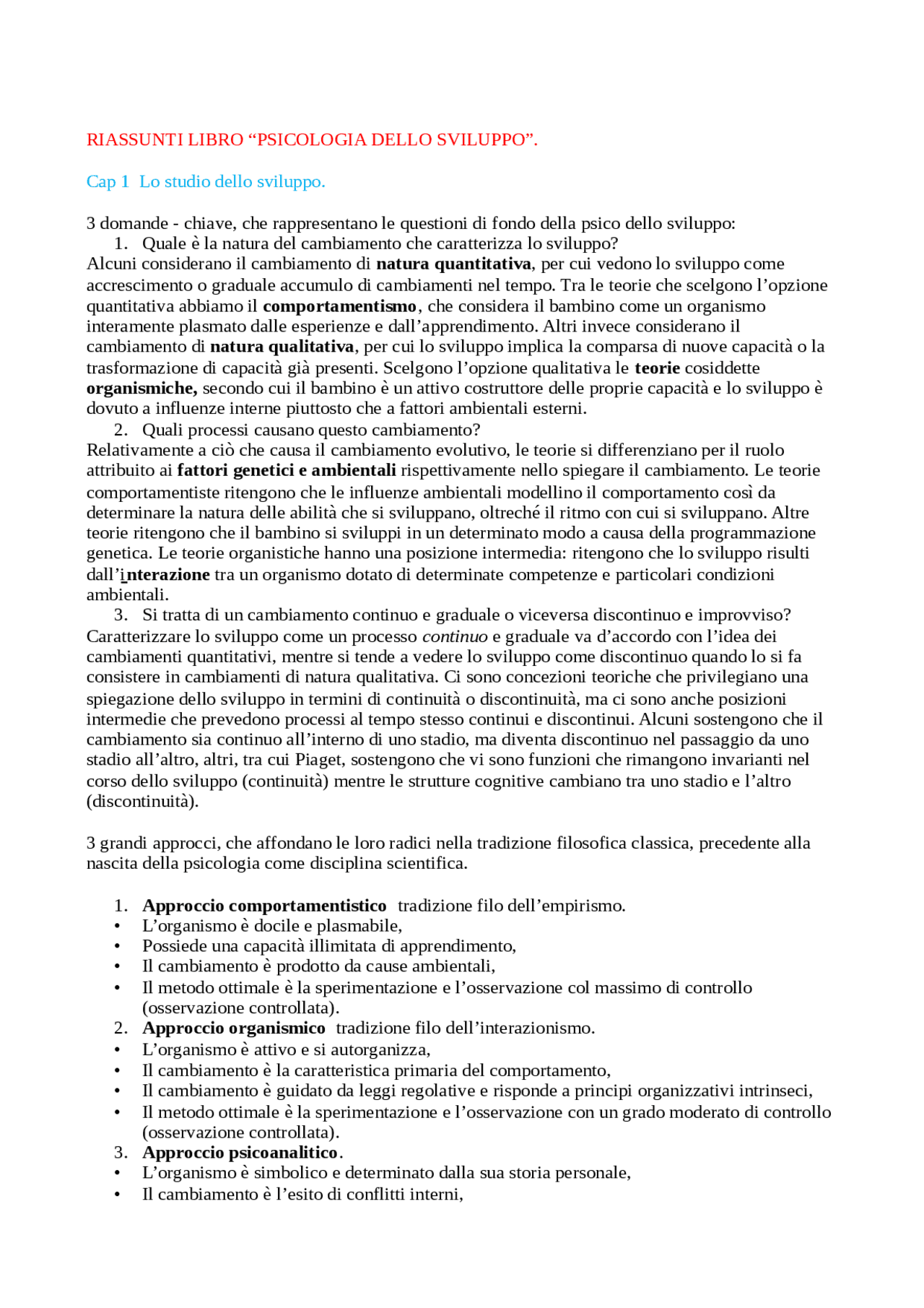 Manuale Psicologia Dello Sviluppo Docsity