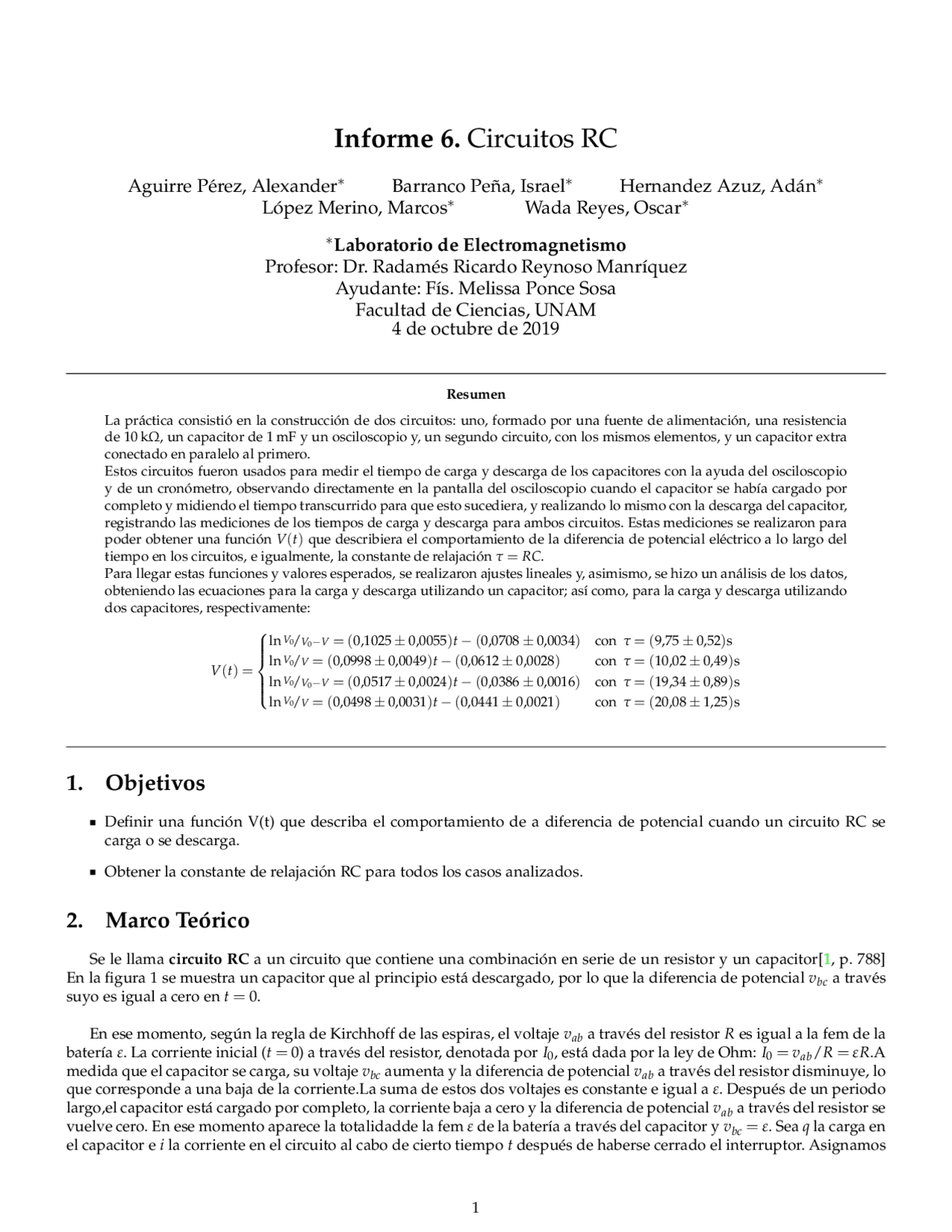 Condensador carga y descarga | Guías, Proyectos, Investigaciones de Electromagnetismo - Docsity