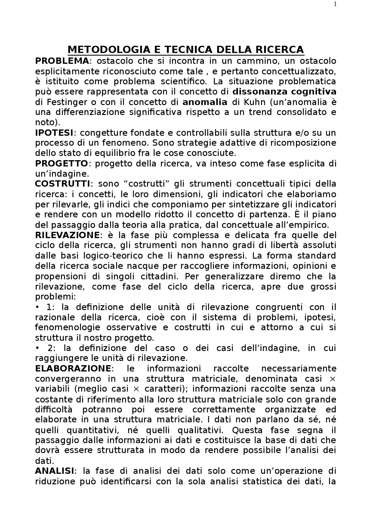 Metodologia E Tecnica Della Ricerca Sociale Docsity