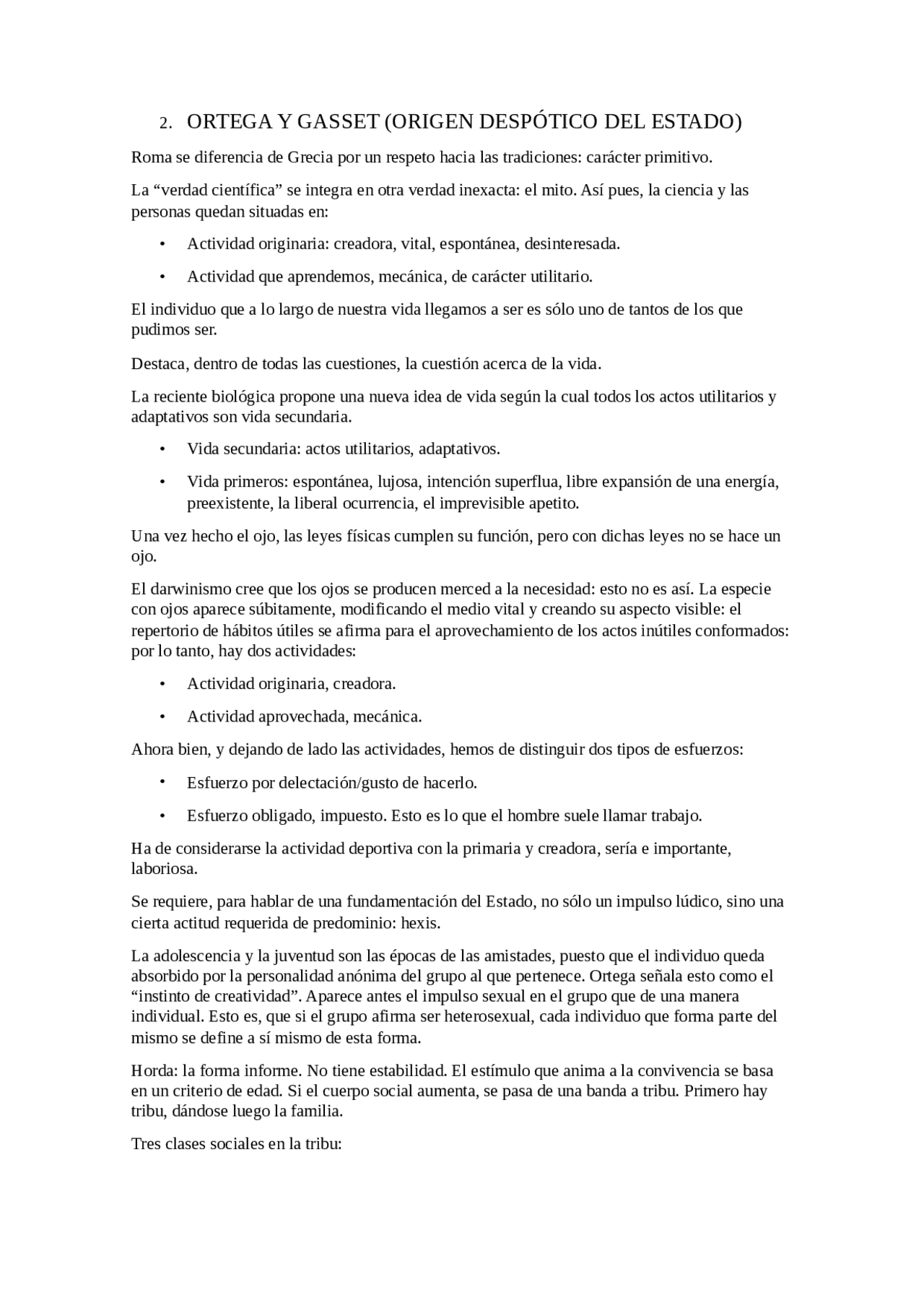 Origen despótico del Estado - Ortega y Gasset - Docsity