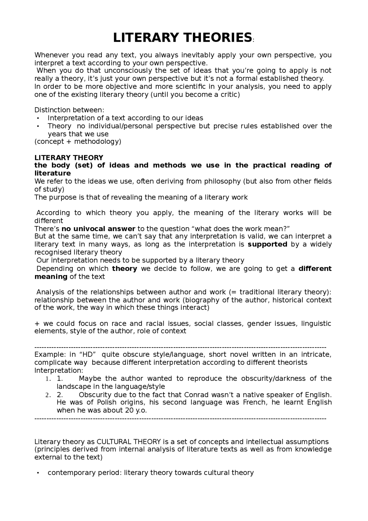 The literary theories - Docsity