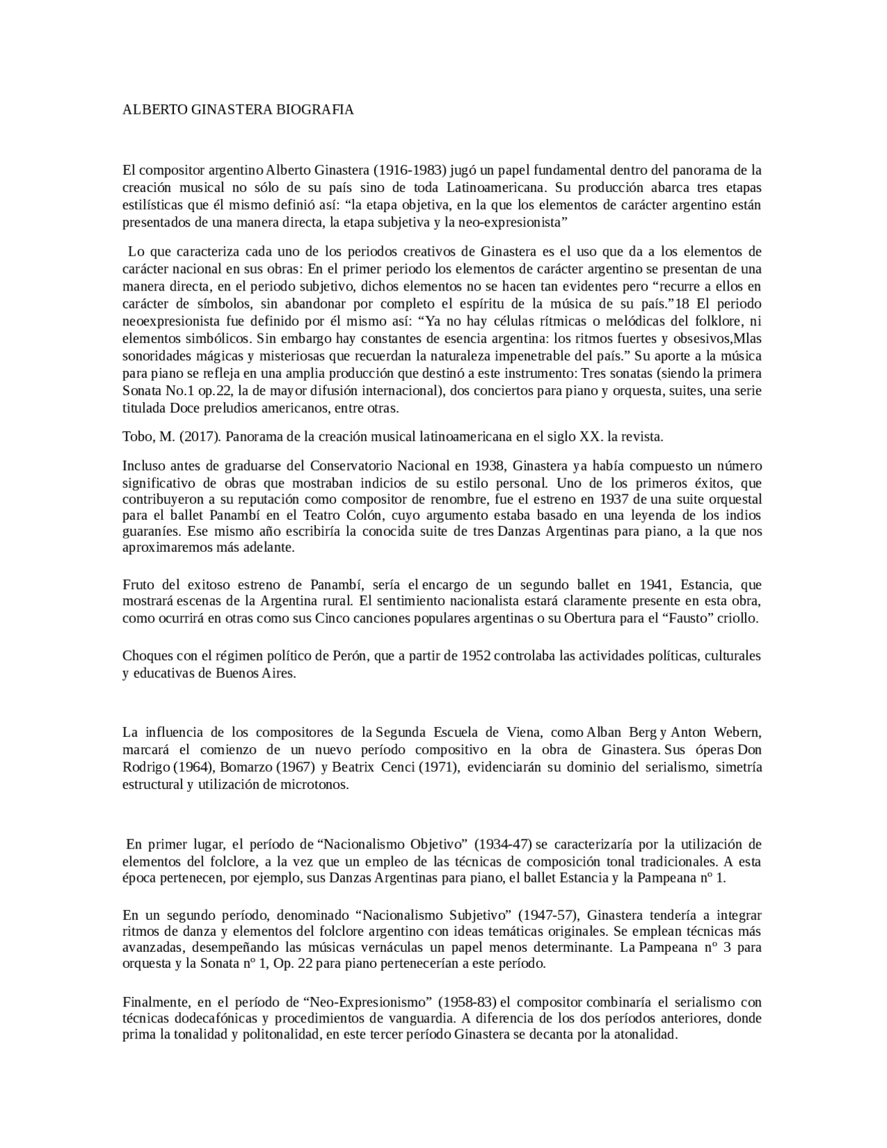 Biografia Alberto Ginastera, Musico - Docsity