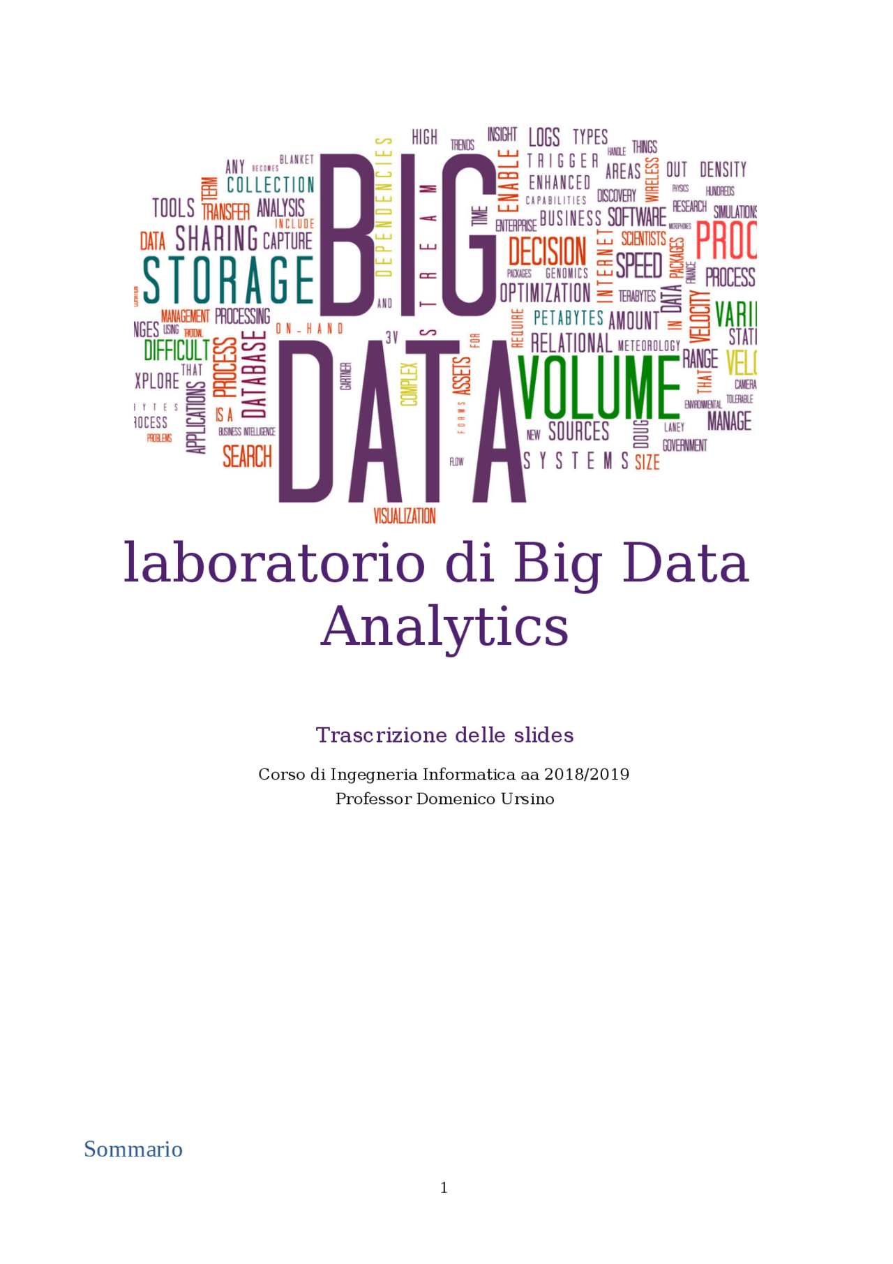 Appunti Laboratorio Di Big Data Analytics Docsity