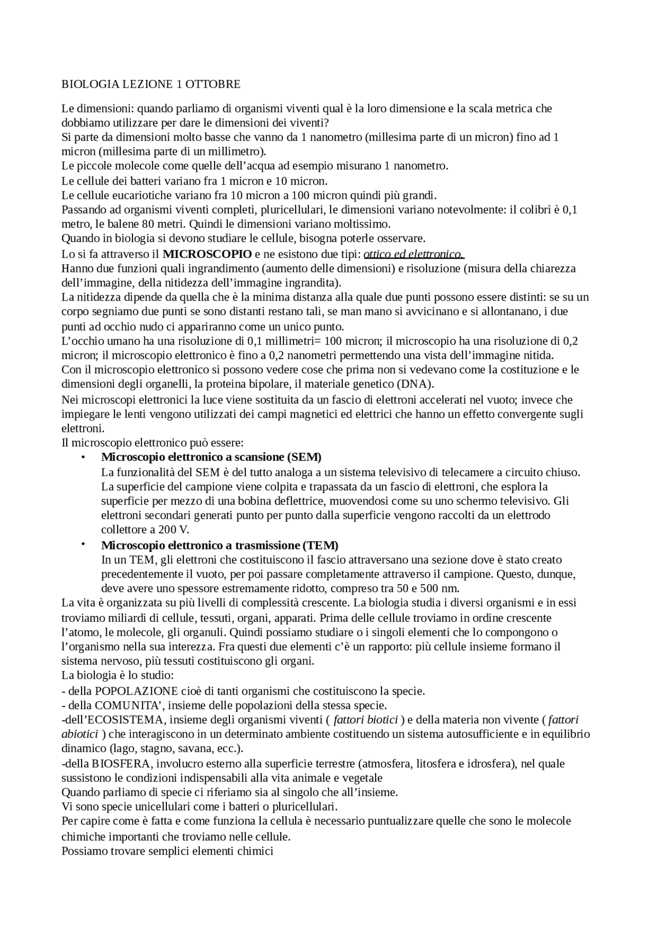 Gli Organismi Viventi Docsity