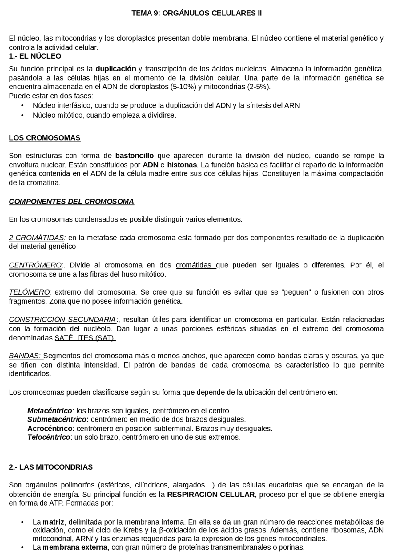 Orgánulos Celulares Segunda Parte Selectividad Docsity