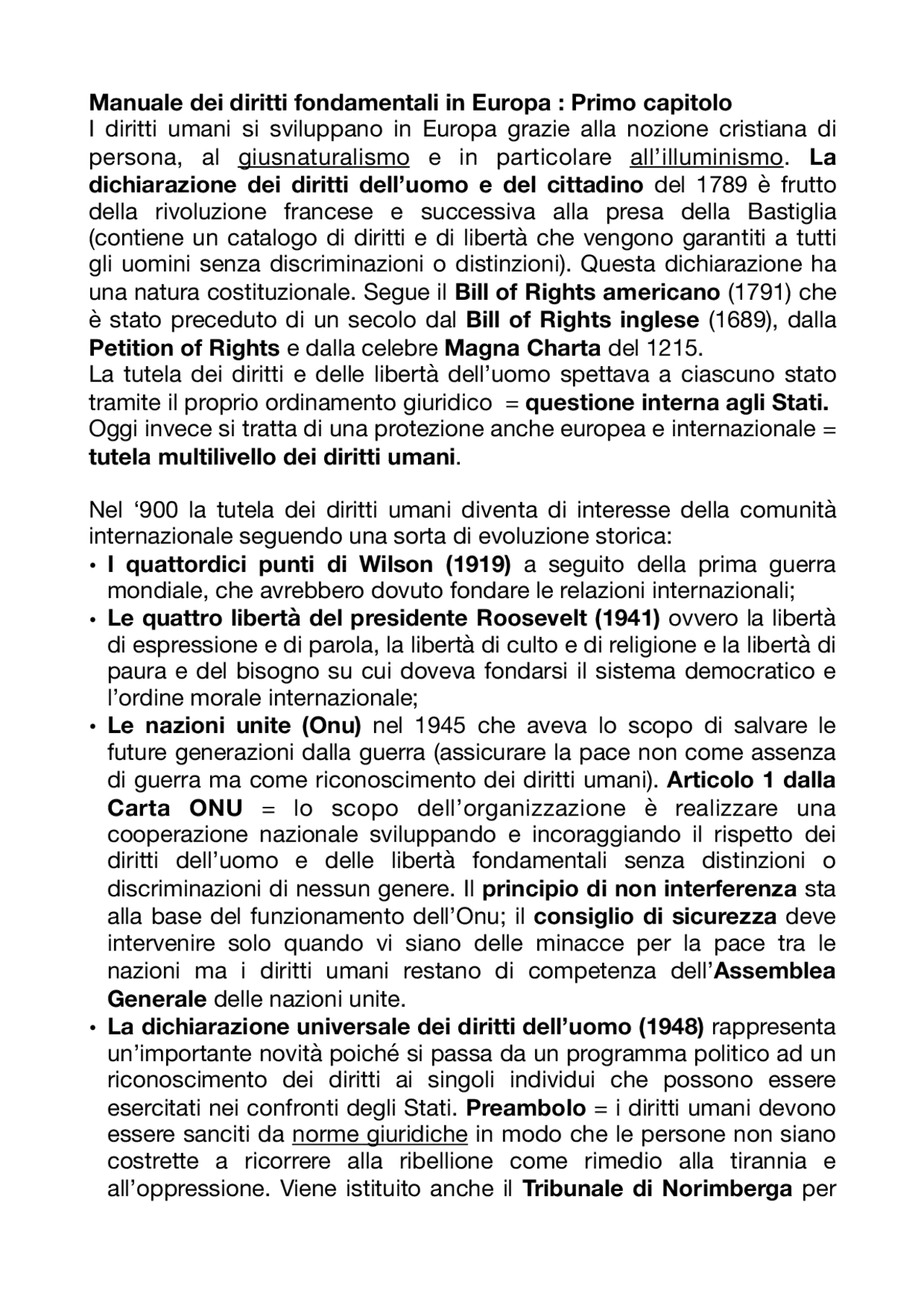 Manuale Dei Diritti Fondamentali In Europa Docsity